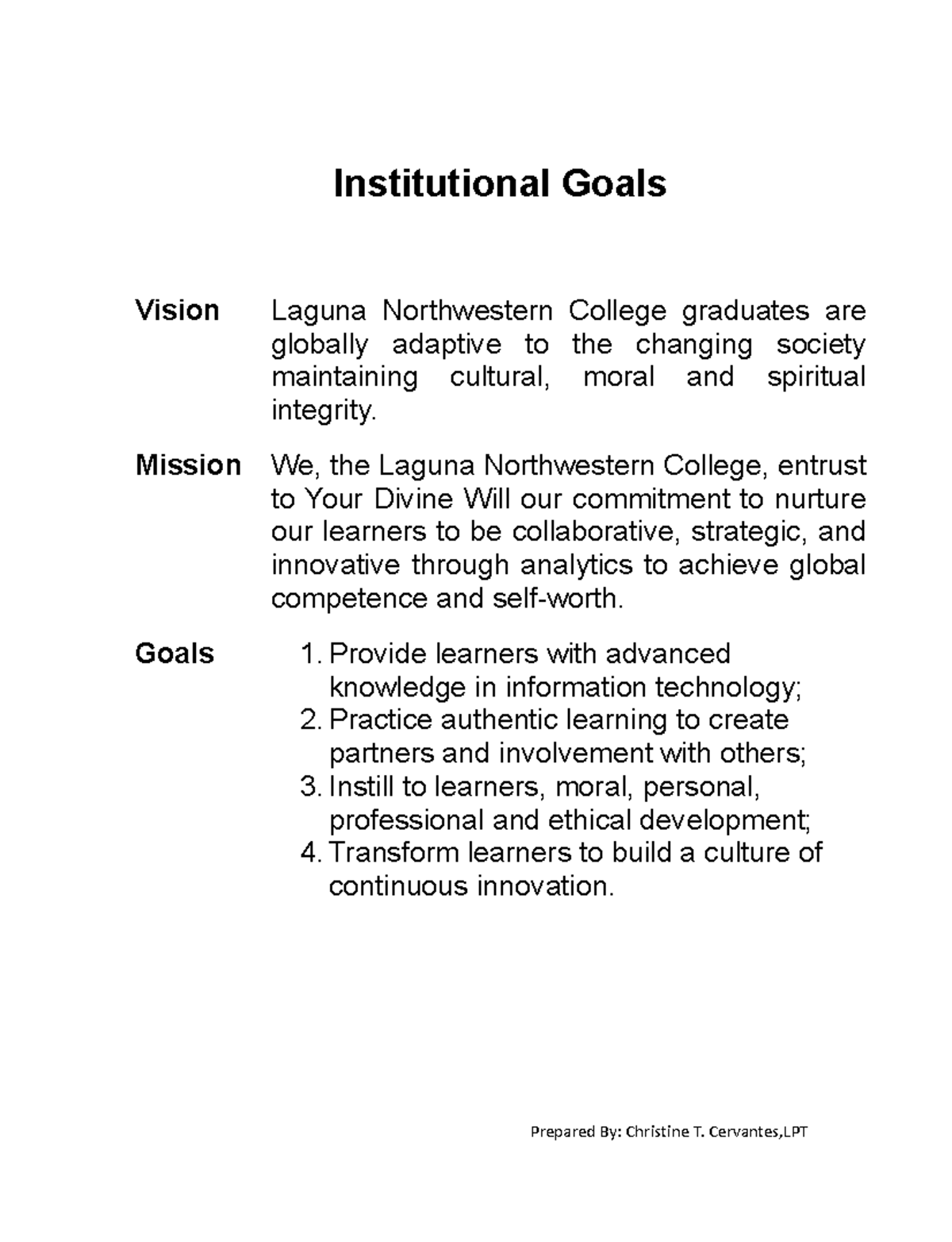 FLK Grade 2 1ST Quarter Music - Institutional Goals Vision Laguna ...