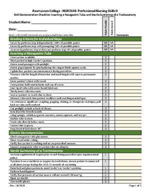 NUR2648 Skill Demonstration Checklist - Managing Vascular Access ...