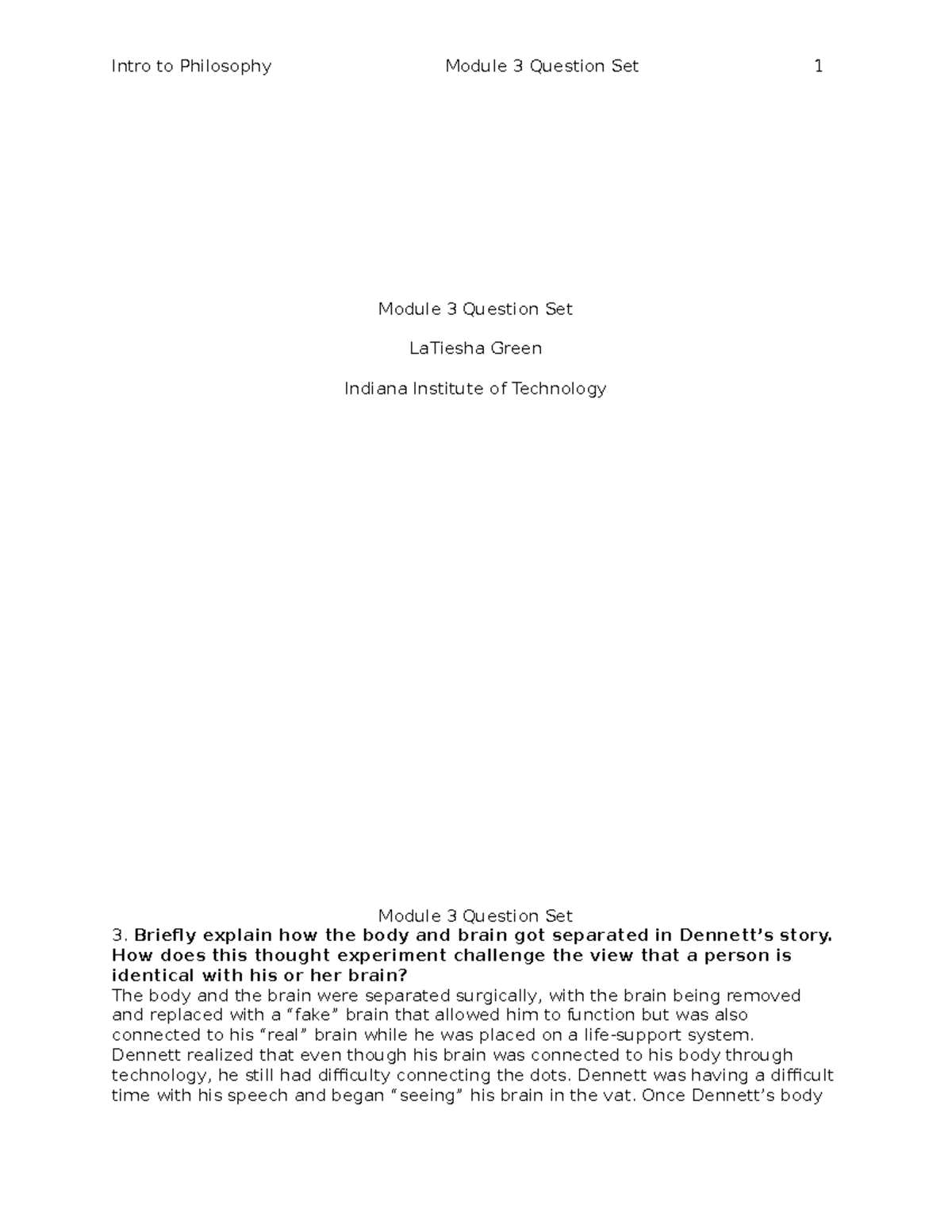 Module 3 Question Set - Intro to Philosophy Module 3 Question Set 1 ...