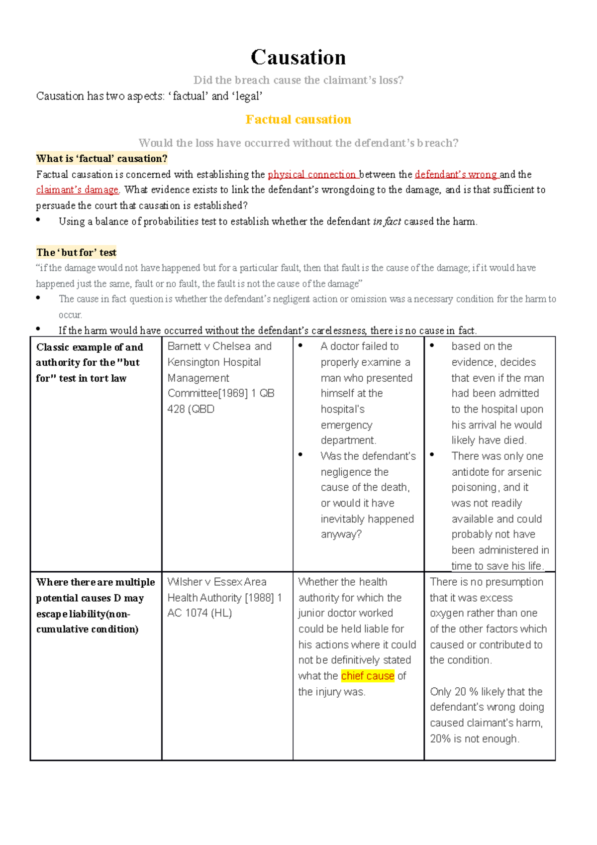 Causation - tort law torts torts torts torts torts - Causation Did the ...