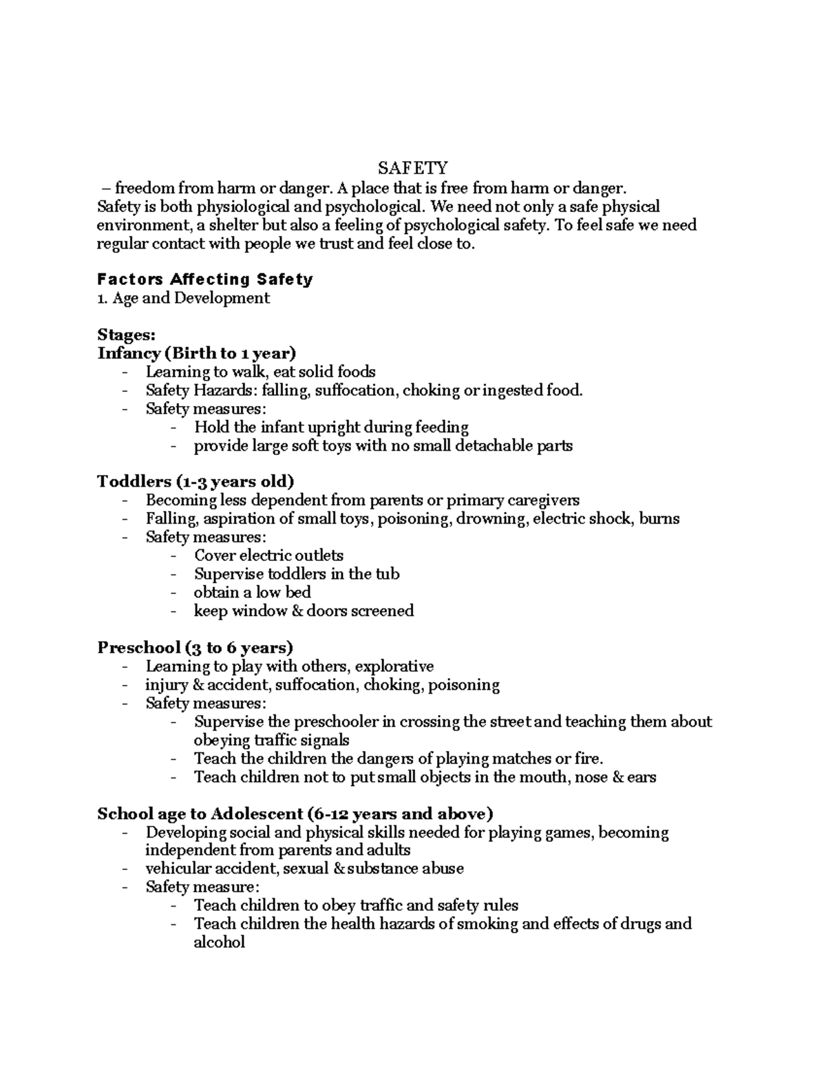 Safety - SAFETY freedom from harm or danger. A place that is free from ...