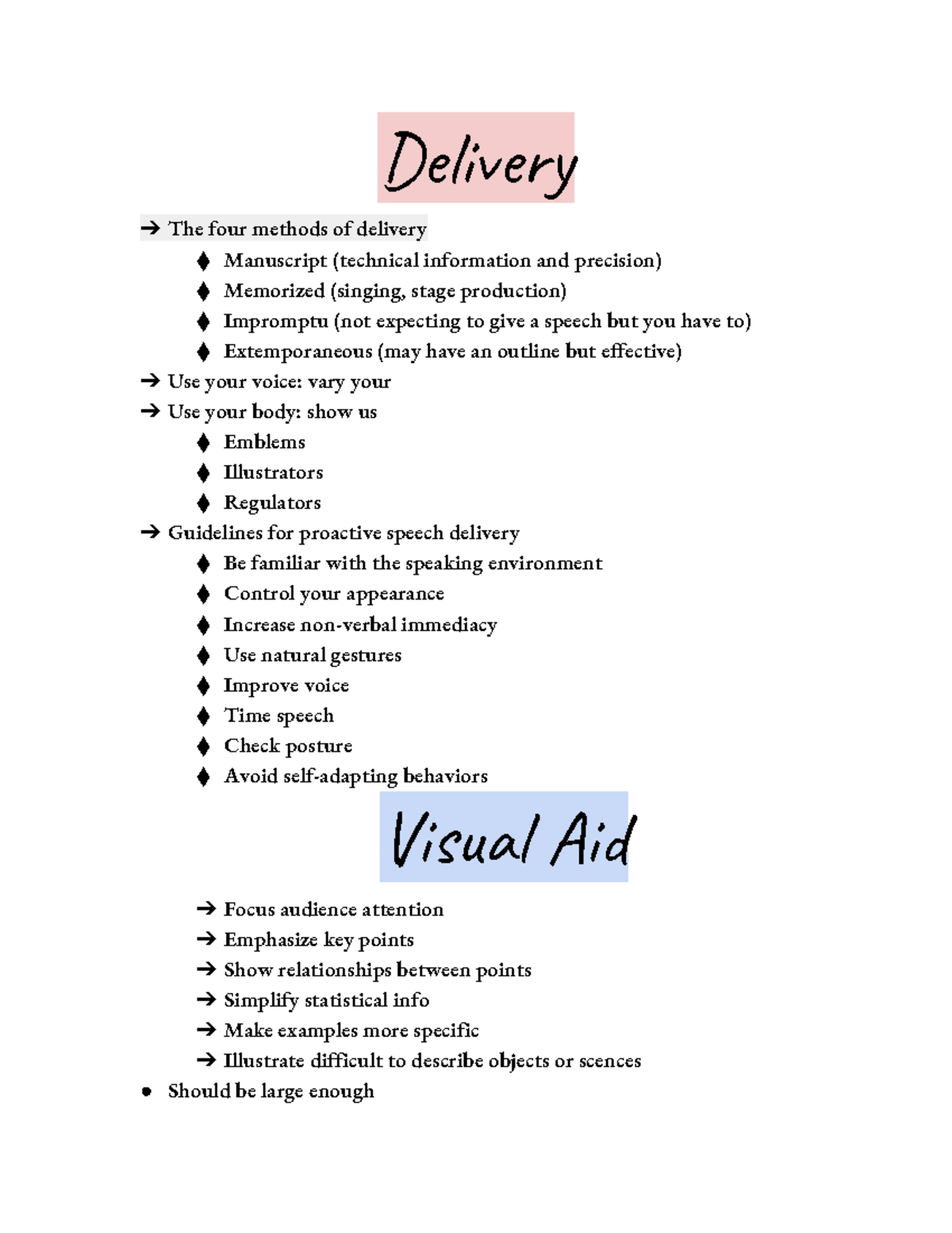 Com Notes- Delivery - Delivery The four methods of delivery Manuscript ...