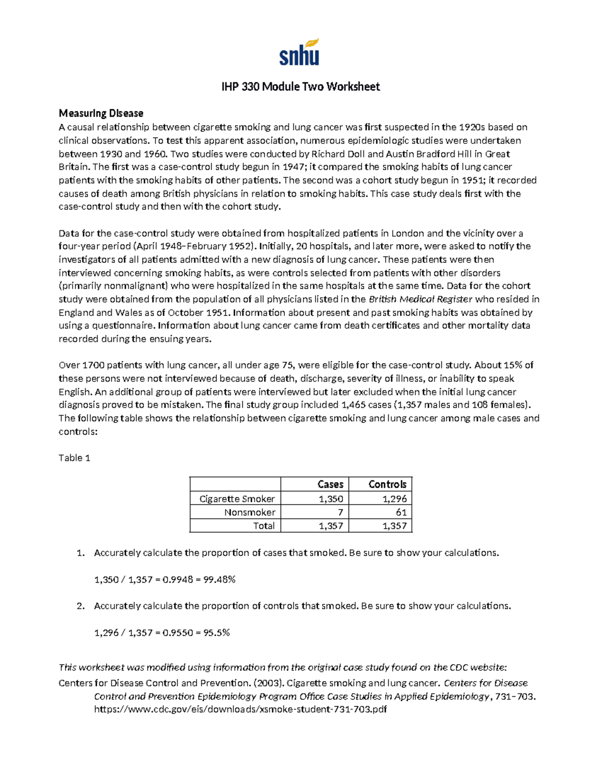 IHP 330 Module Two Worksheet - IHP 330 Module Two Worksheet Measuring ...