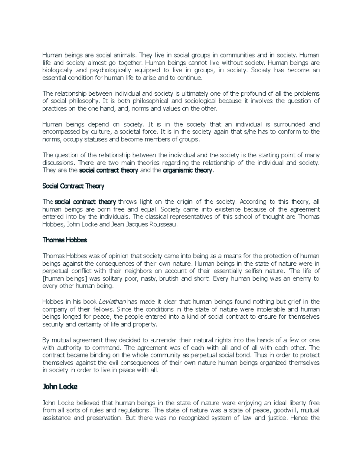 Individual state and society research on society - Human beings are ...