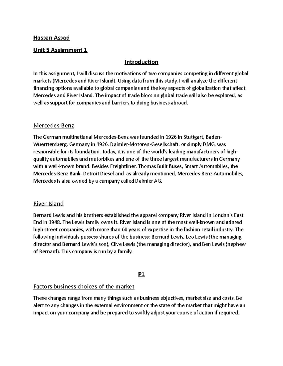 P1 - ... - Hassan Assad Unit 5 Assignment 1 Introduction In this ...