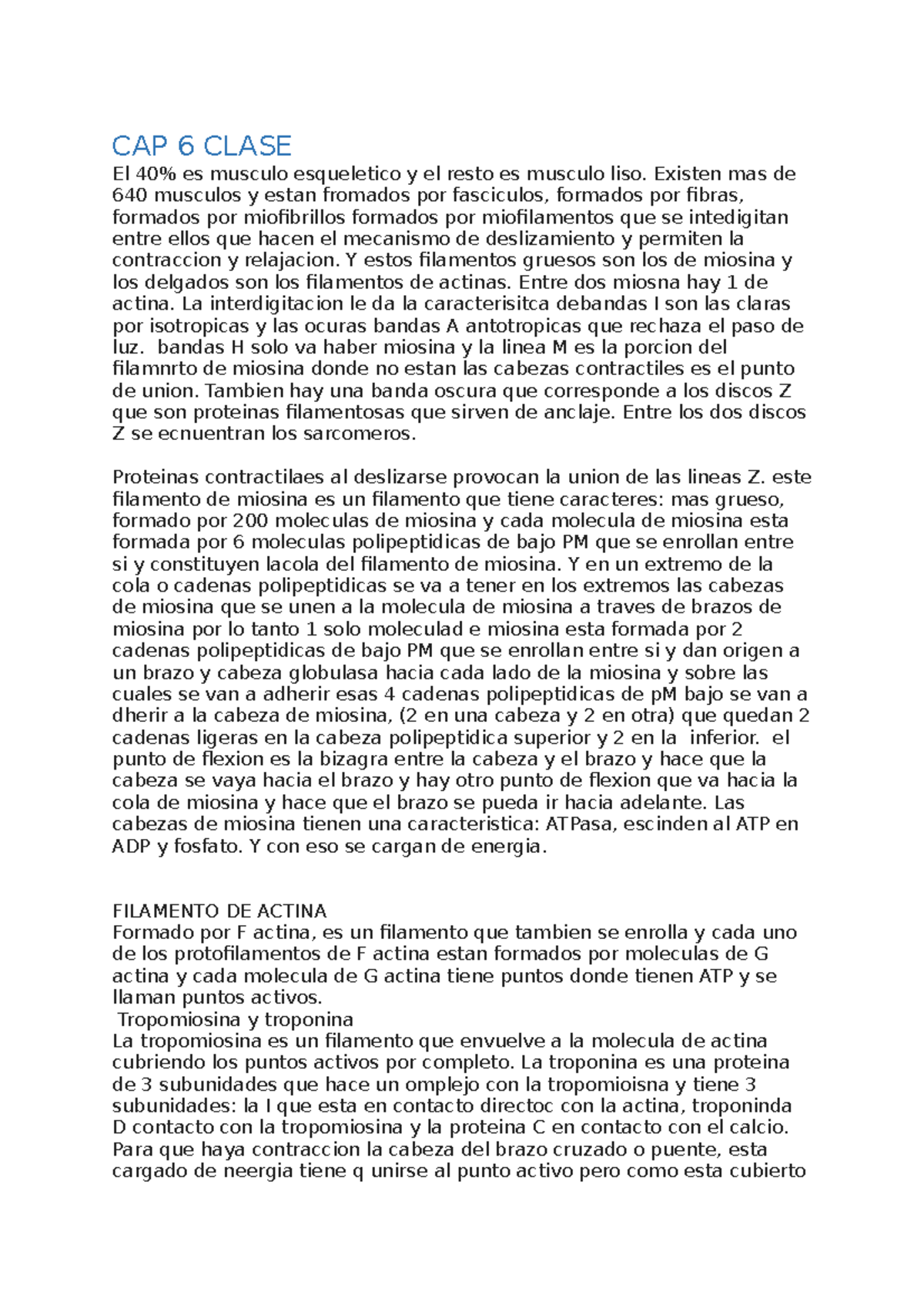 Cap 6 Clase - Resumen Guyton e Hall - Fisiologia medica 13 ed. - CAP 6 CLASE El es musculo - Studocu