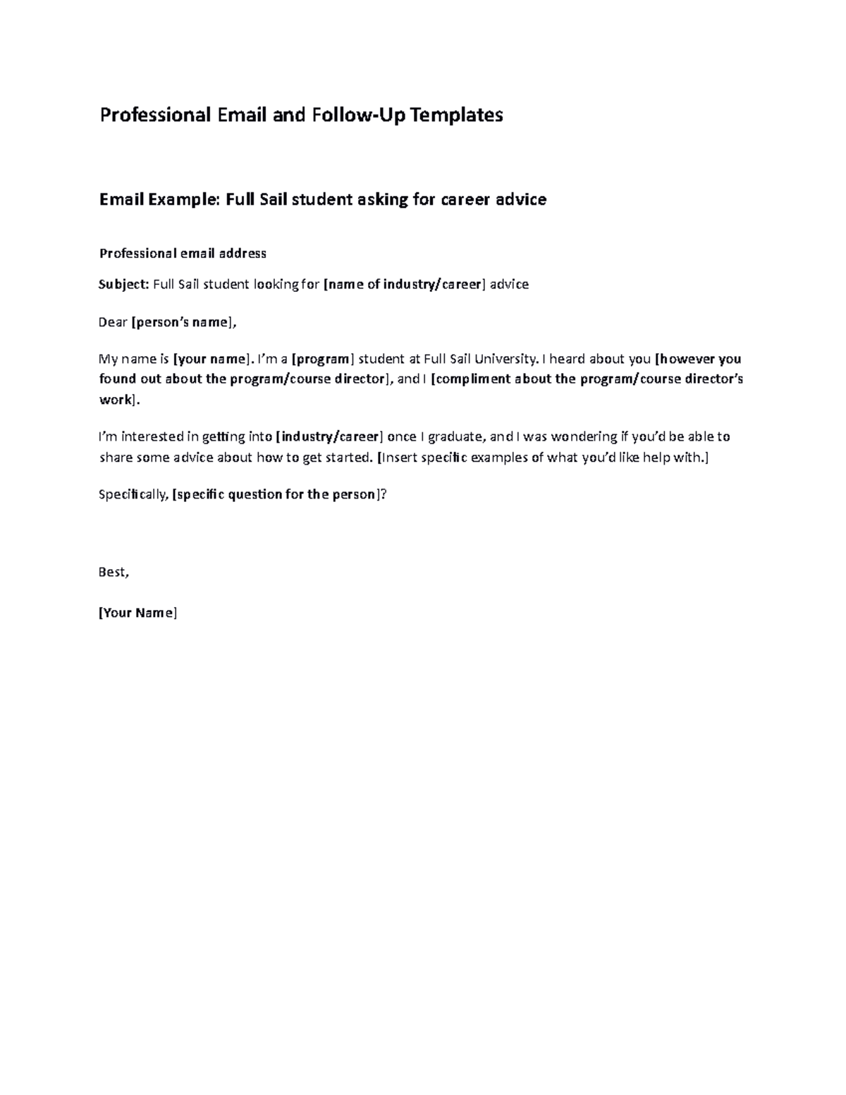 Professional Emailand Follow-Up Templates - Professional Email and ...