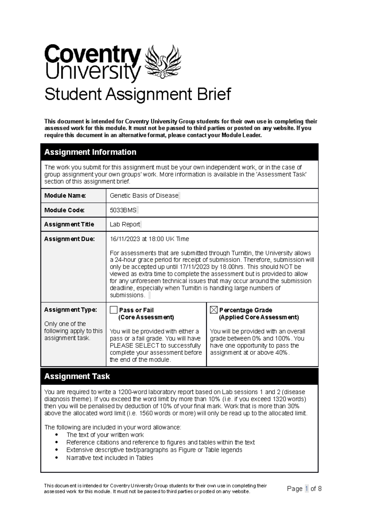 0997858989897797 - Student Assignment Brief This document is intended ...