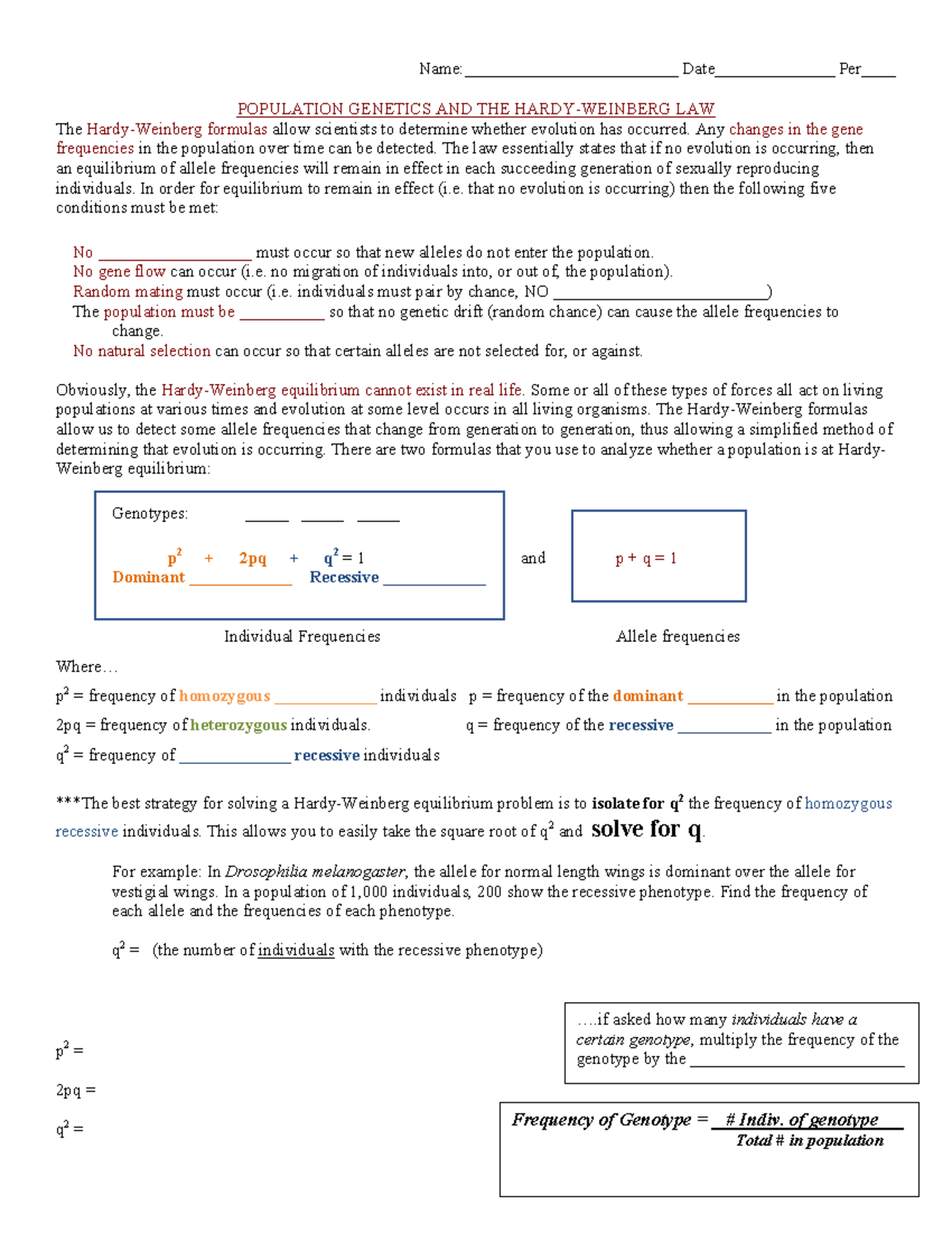 Hardy+Weinberg+Problems 2021 - Name:_________________________ Date ...