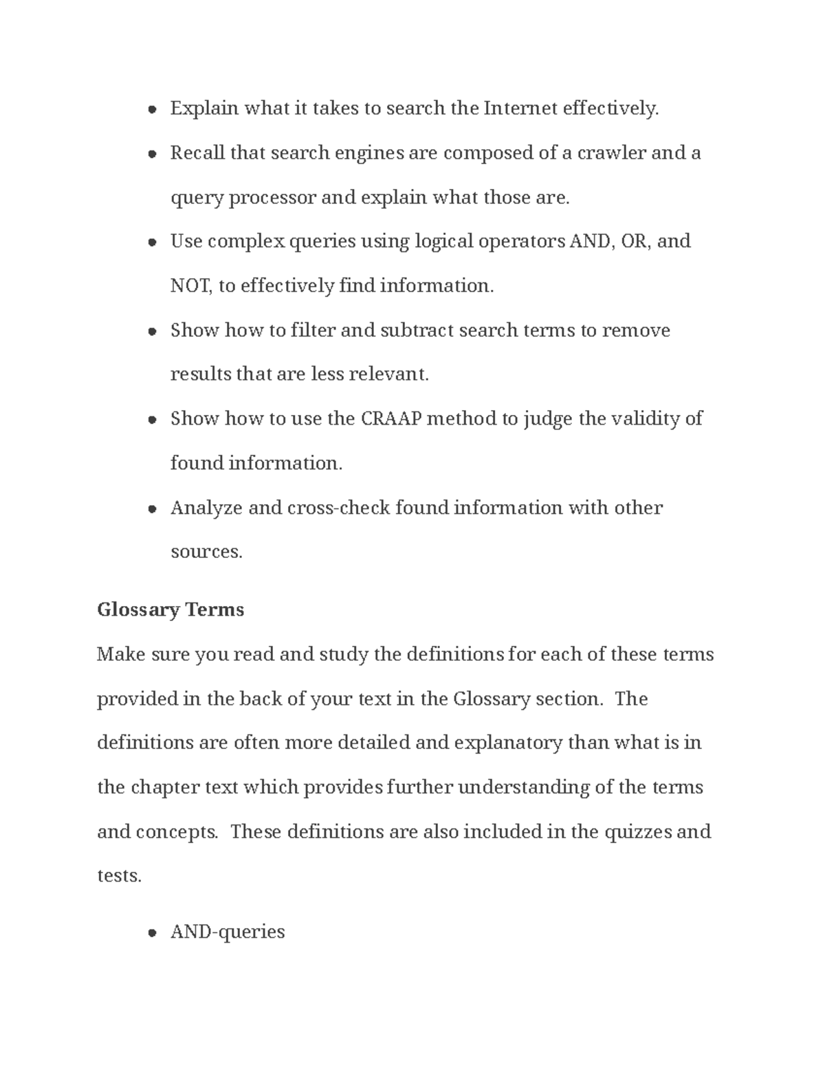 Chapter 5 Notes - Explain what it takes to search the Internet ...