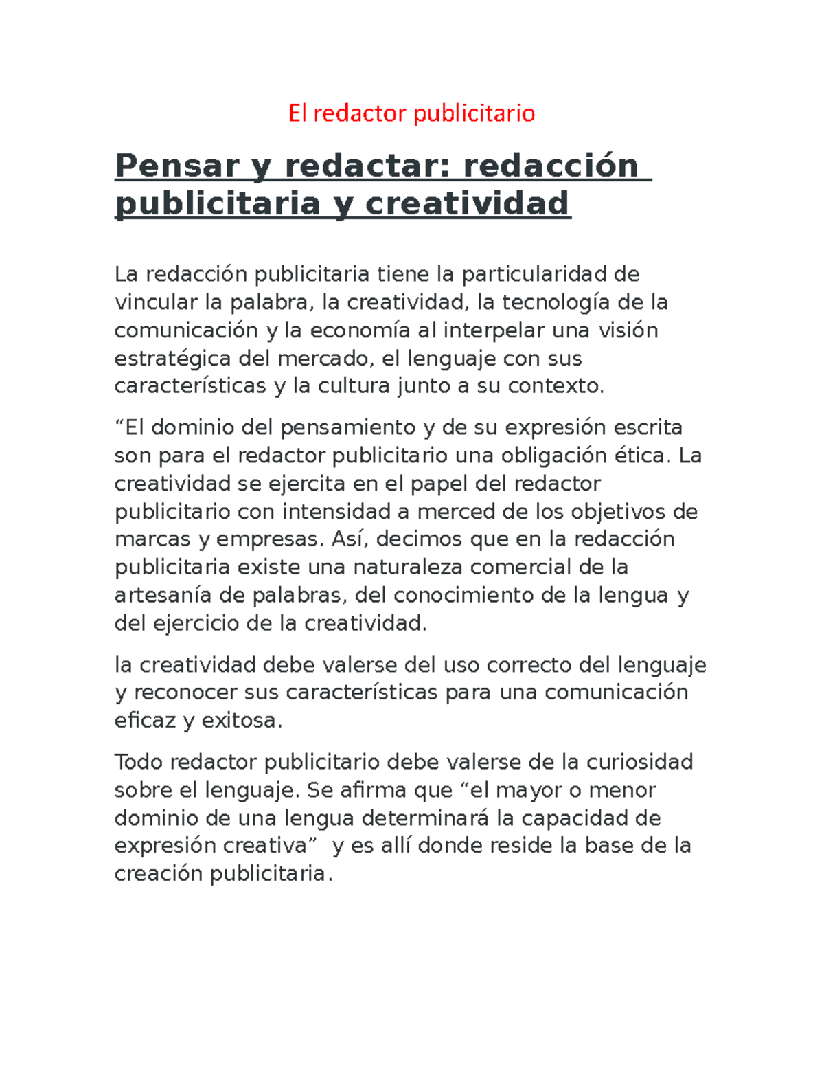 El redactor publicitario - El redactor publicitario Pensar y redactar ...