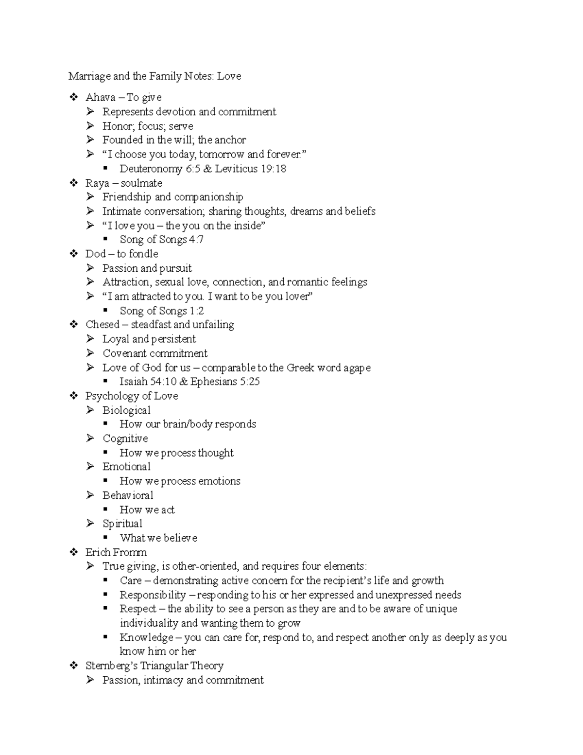 Marriage and Family Notes - Love - Marriage and the Family Notes: Love ...