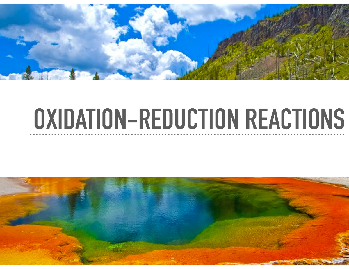 Redox Reactions - Dr. Youmans - OXIDATION-REDUCTION REACTIONS REDOX ...