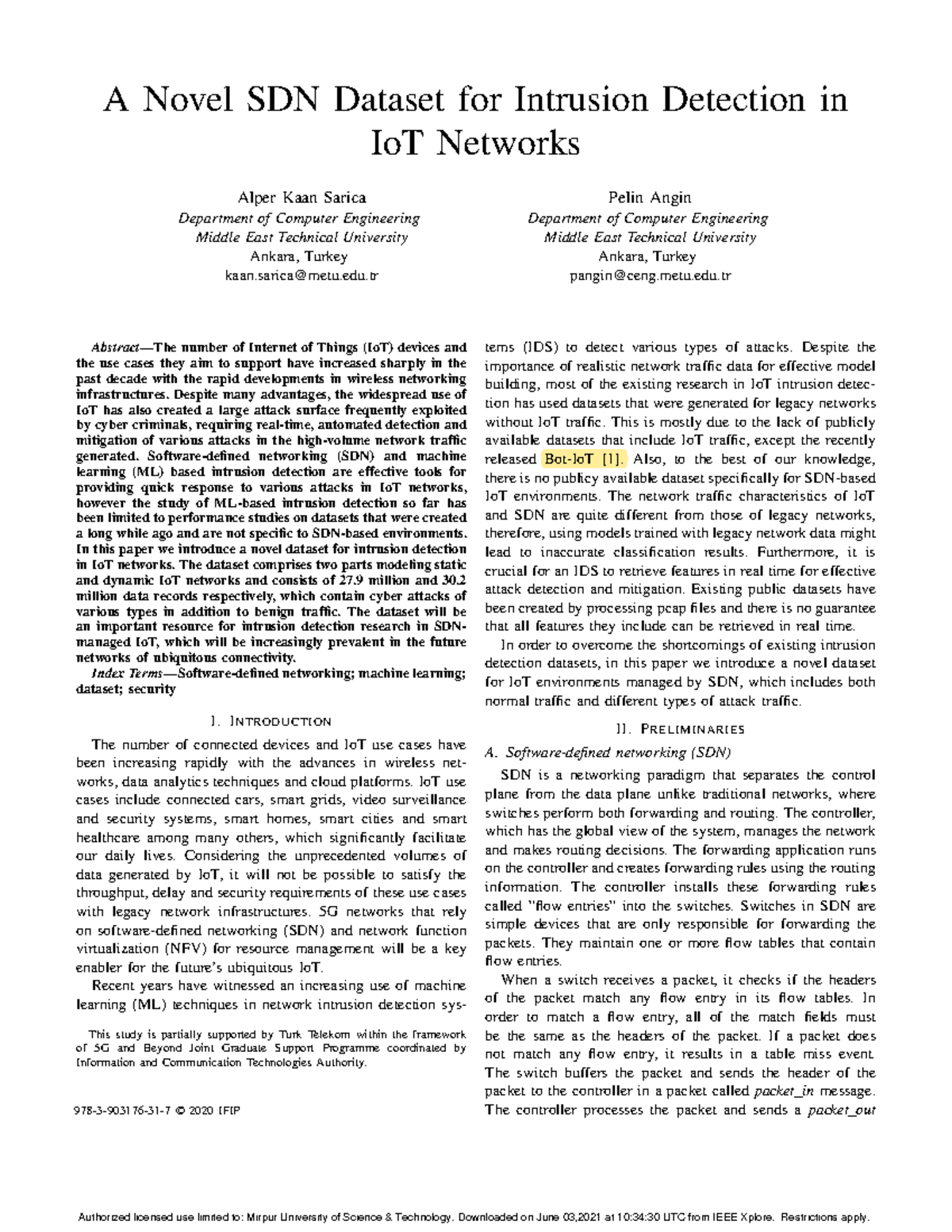 A Noval Sdn Dataset For Intrusion Detection In Iot Network A Novel Sdn Dataset For Intrusion