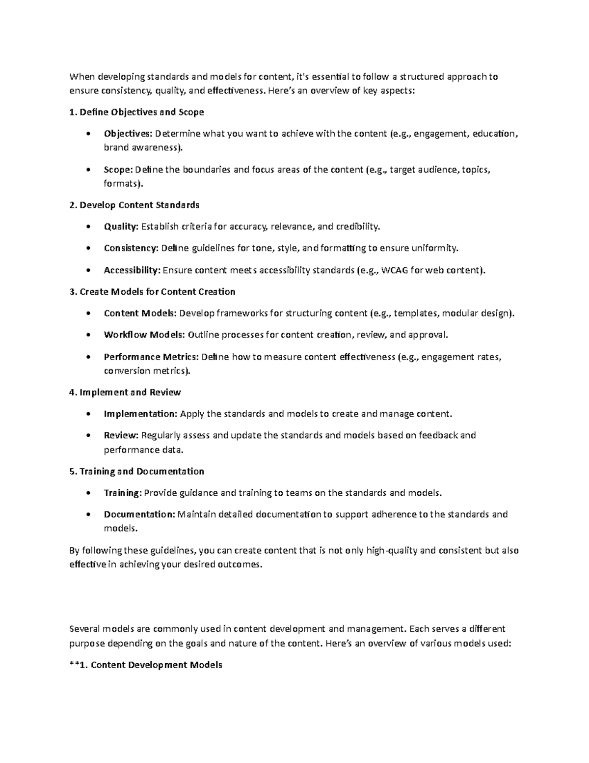 Standards and models for content - Here’s an overview of key aspects ...