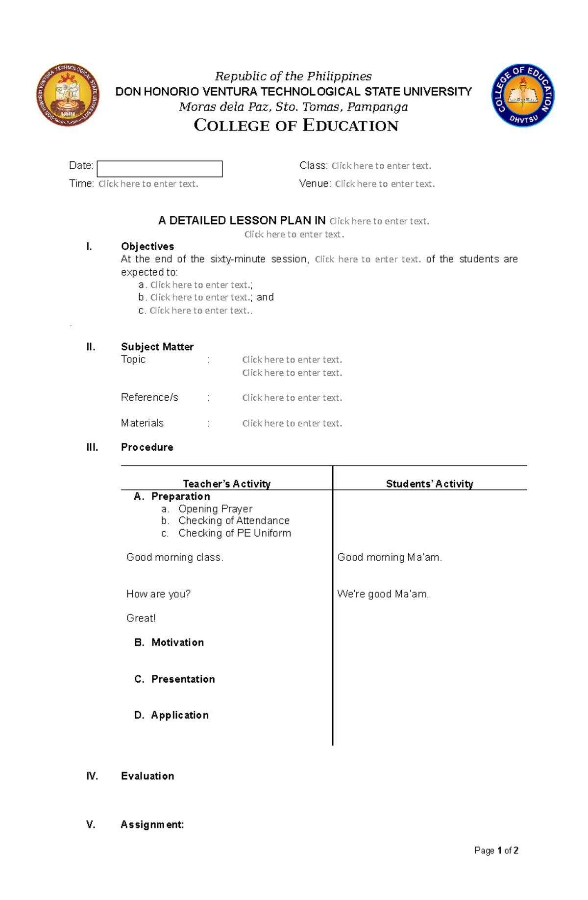 Lesson-Plan-Template - Republic of the Philippines DON HONORIO VENTURA ...