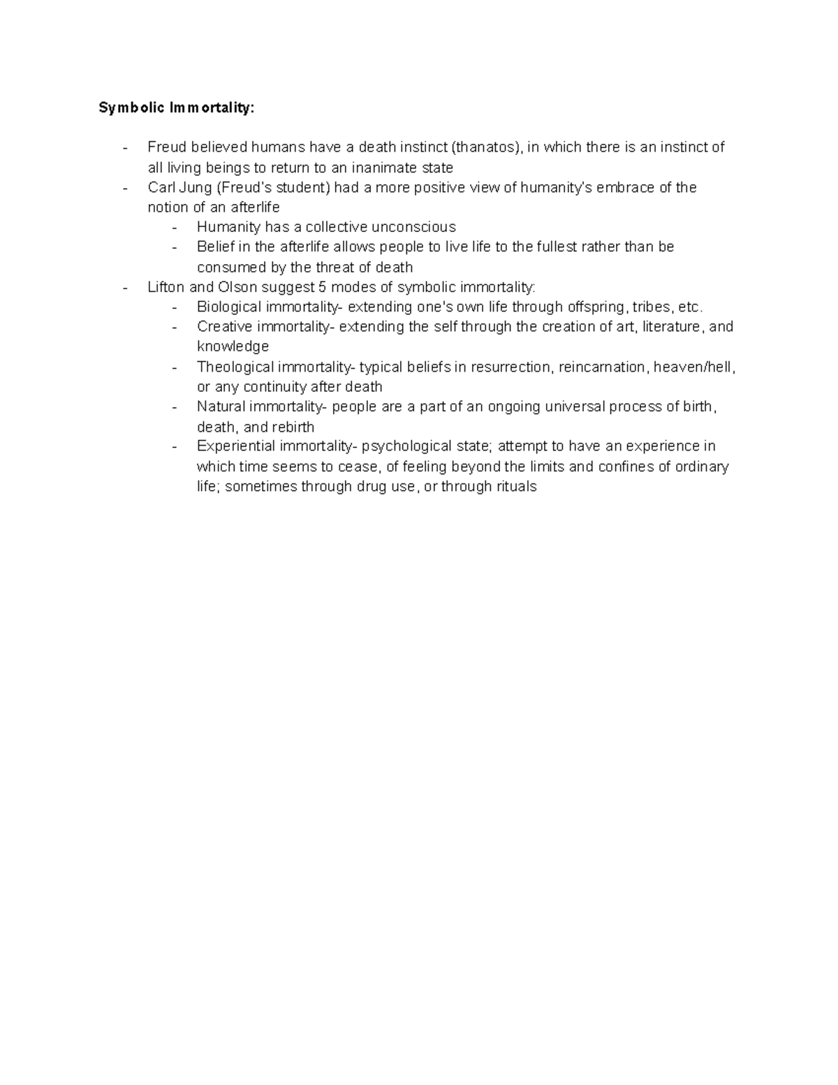 Symbolic Immortality - Symbolic Immortality: Freud believed humans have ...