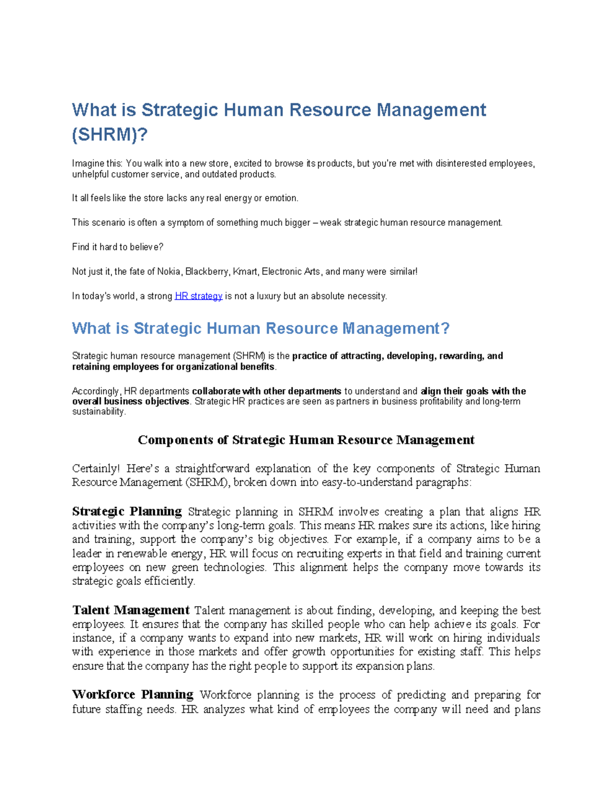 What is Strategic Human Resource Management - What is Strategic Human ...