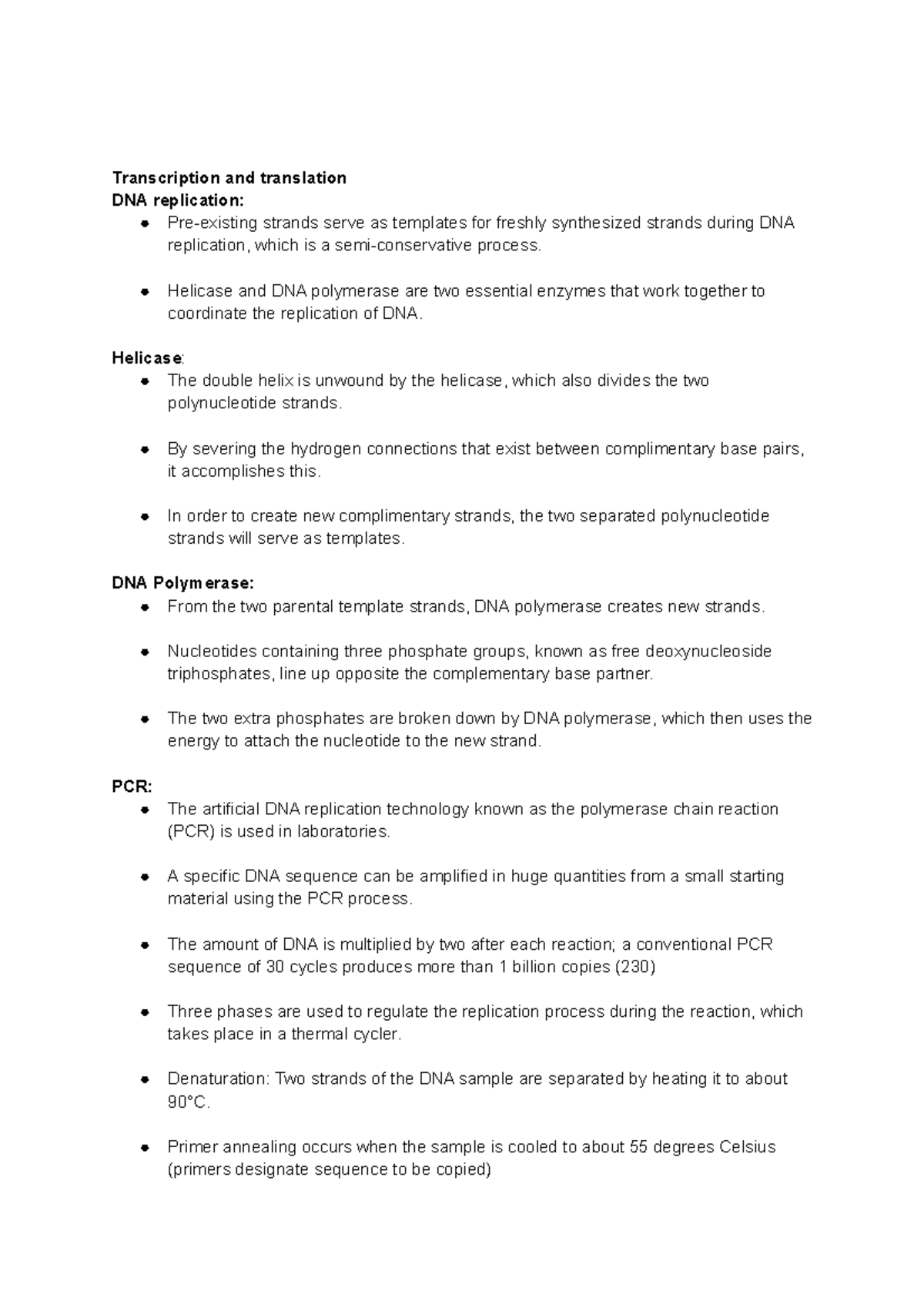 Module 12 - lecture notes on transcription and translation ...