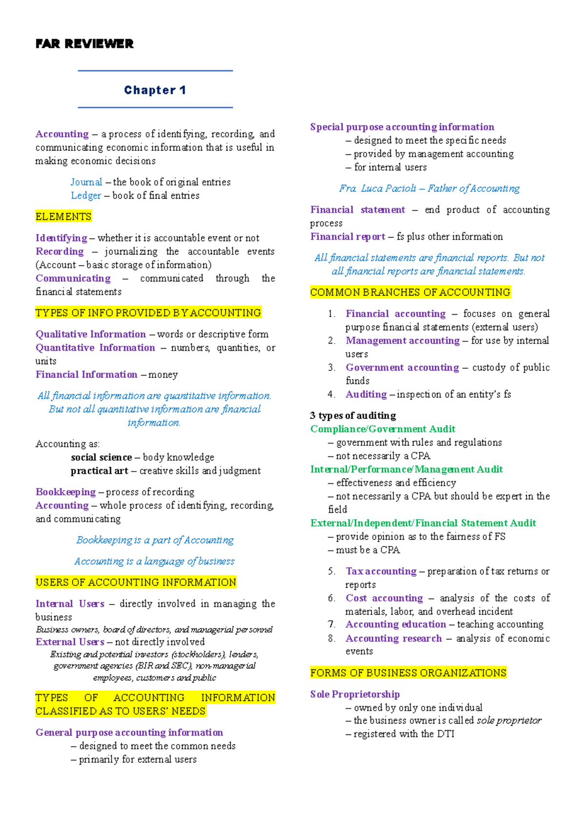 FAR Reviewer - A review material only - FAR REVIEWER Chapter 1 ...