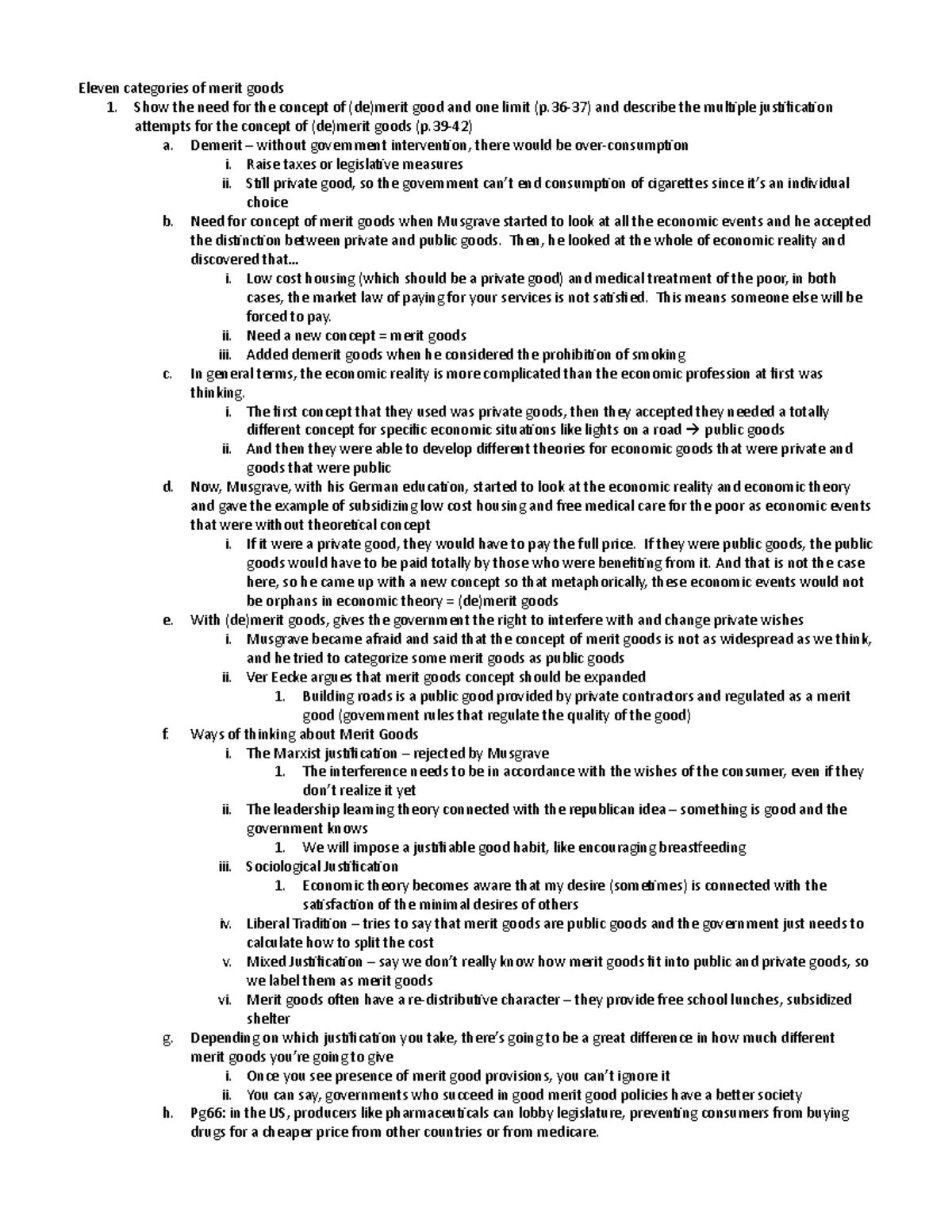 Eleven categories of merit goods Notes - Eleven categories of merit ...