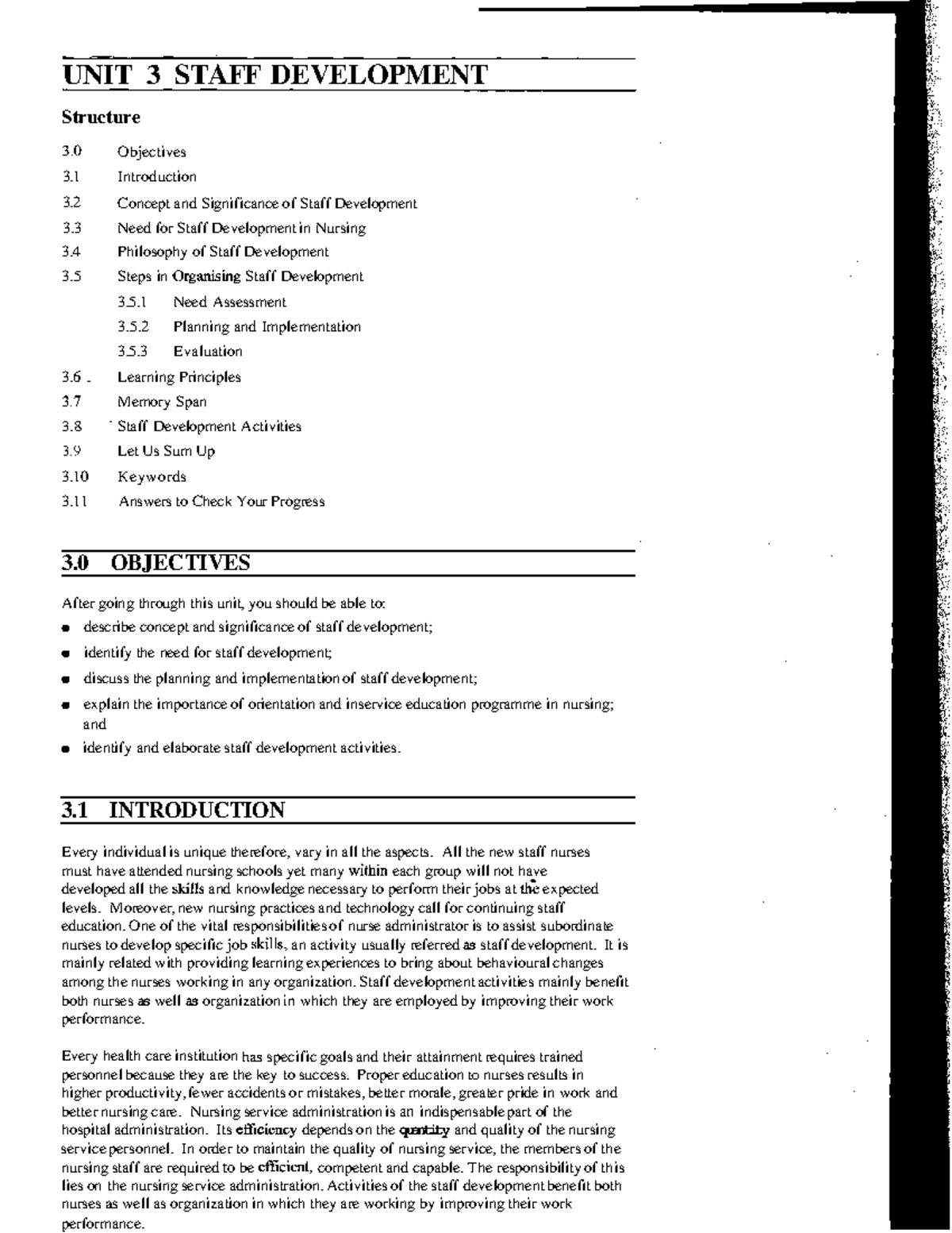 Unit-3 - Detailed notes - UNIT 3 STAFF DEVELOPMENT ####### Structure 3 ...