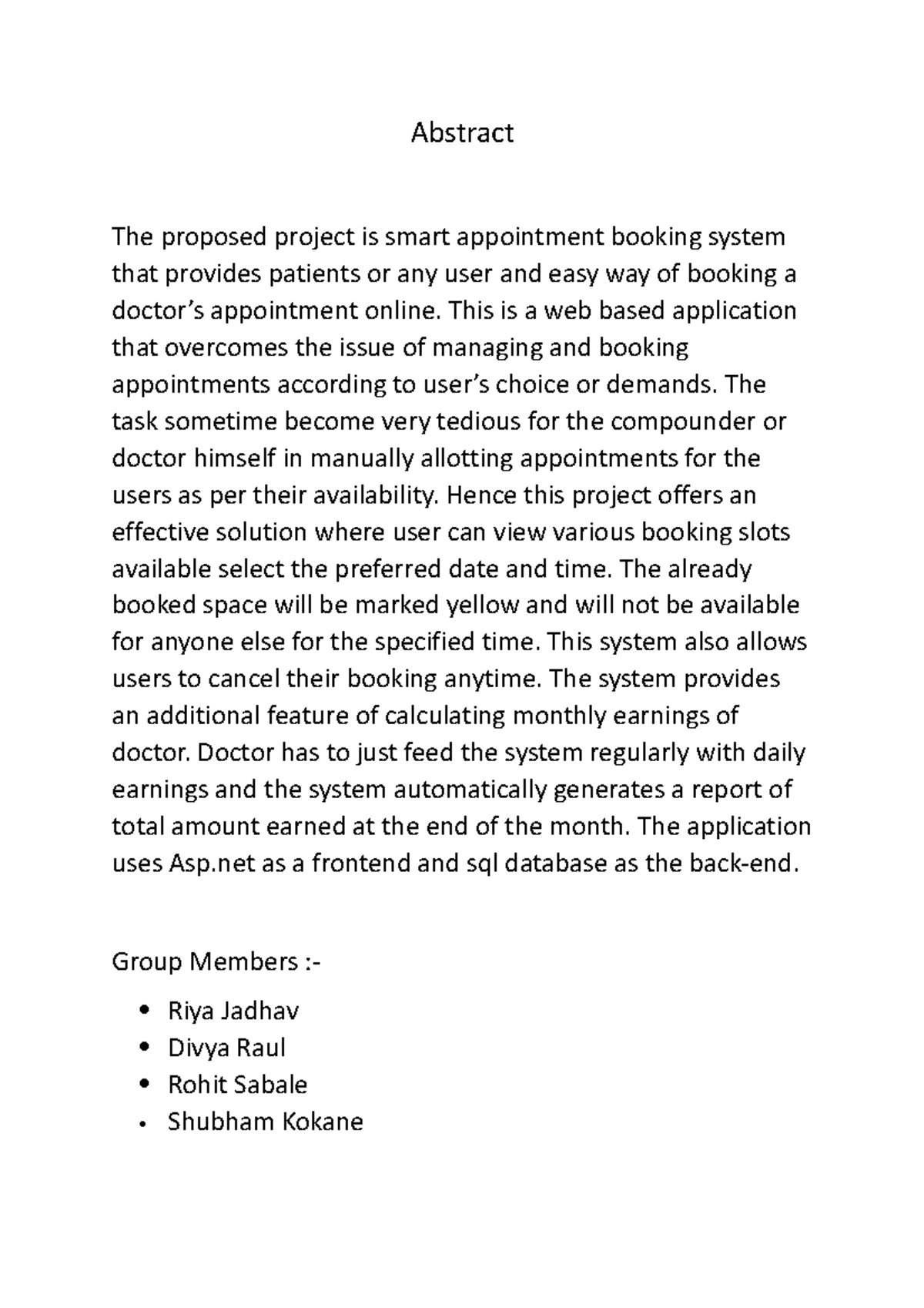 Abstract - very imp - Abstract The proposed project is smart ...