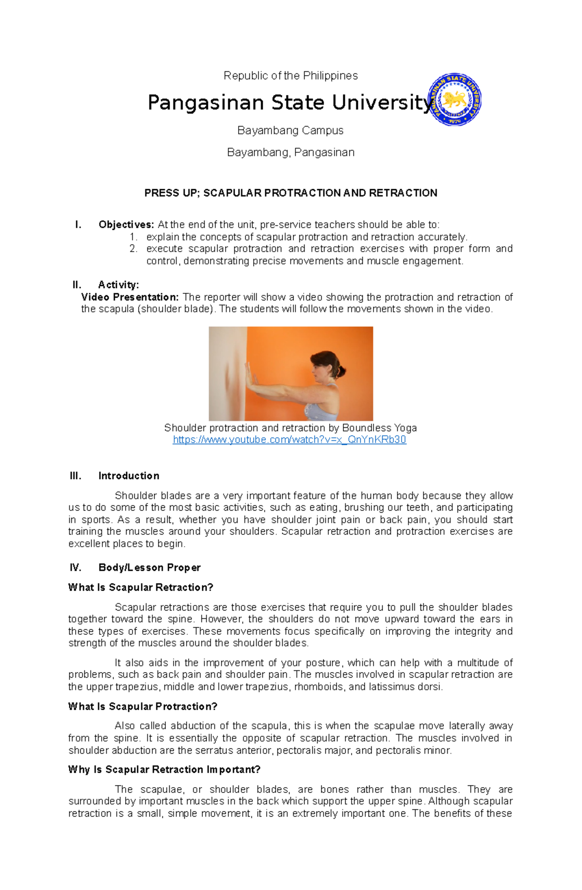 PE-Written-Report - Written report for PE - Republic of the Philippines ...