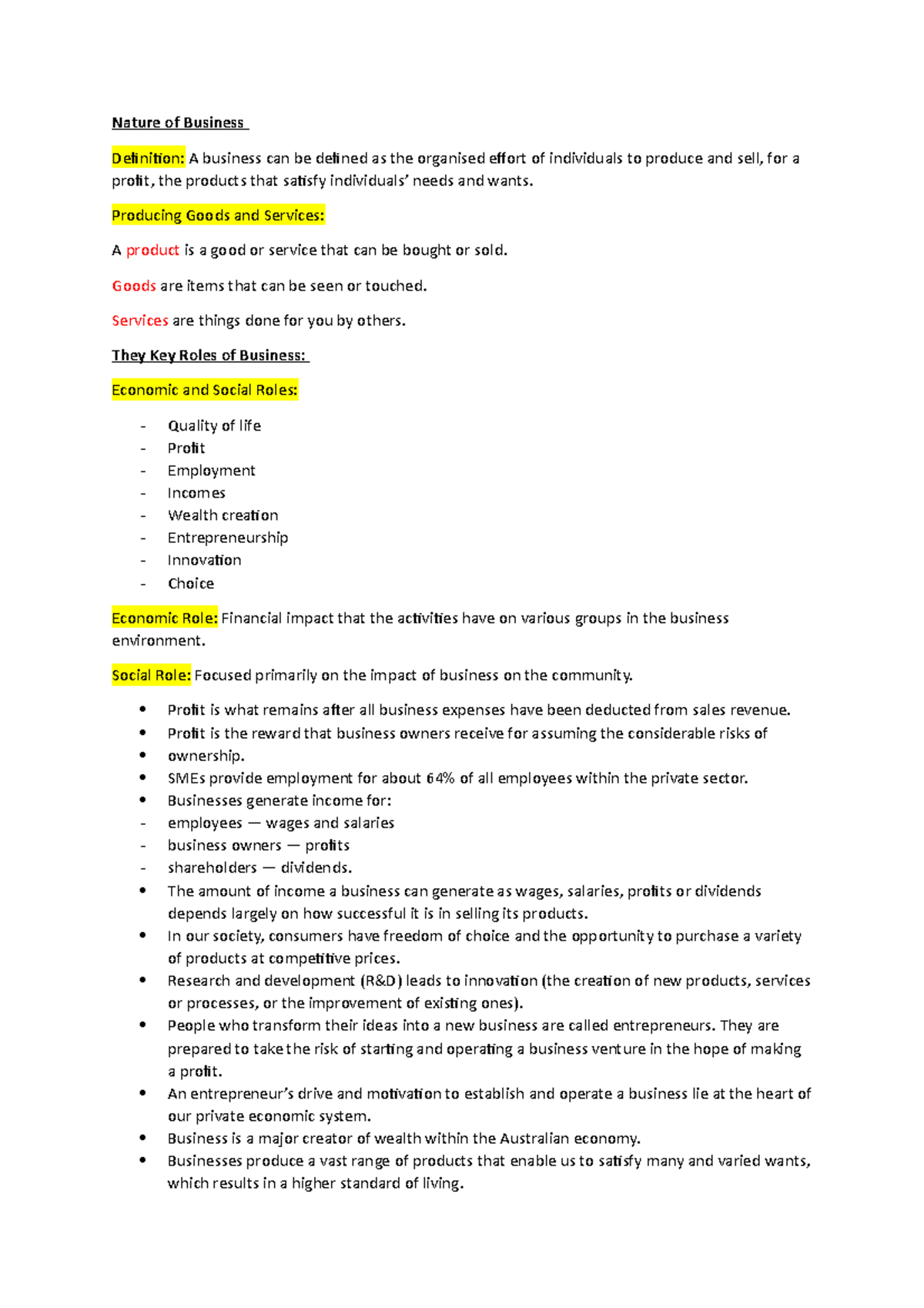 Business Studies Notes - Nature of Business Definition: A business can ...