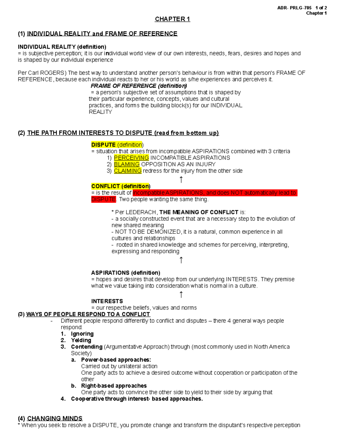 01. Lesson 01 CHAP01 - Notes of Chapter 1 - ADR- PRLG-705 1 of 2 ...