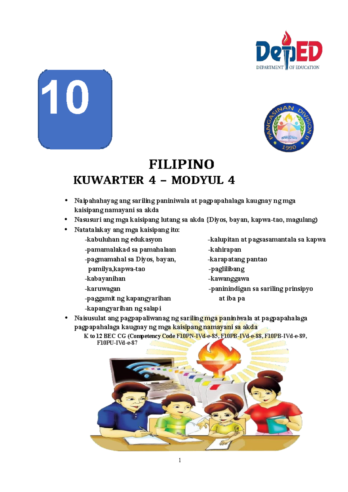 Filipino 10 Q4 M4 Si HULI - FILIPINO KUWARTER 4 – MODYUL 4 Naipahahayag ...