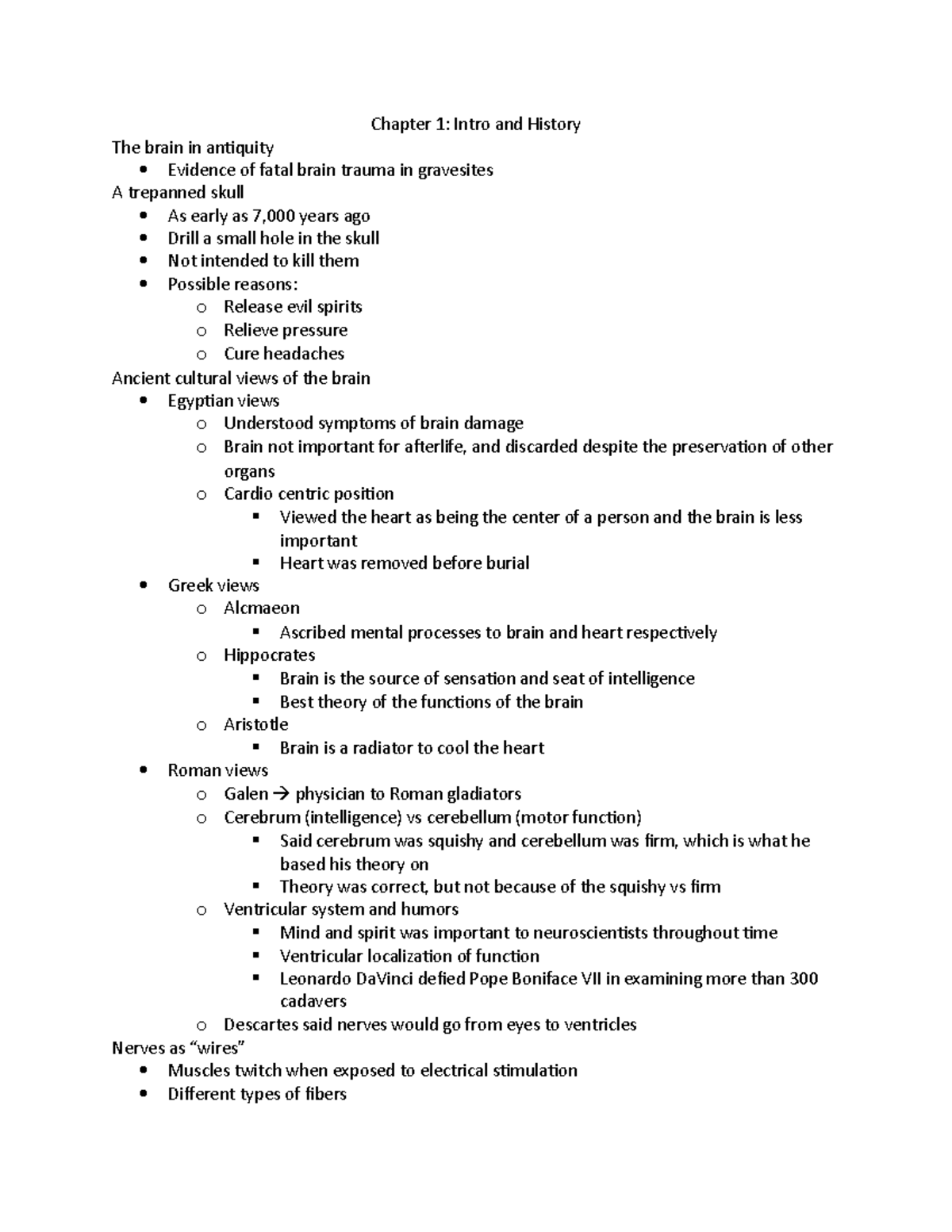 Chapter 1- Intro and History - Chapter 1: Intro and History The brain ...