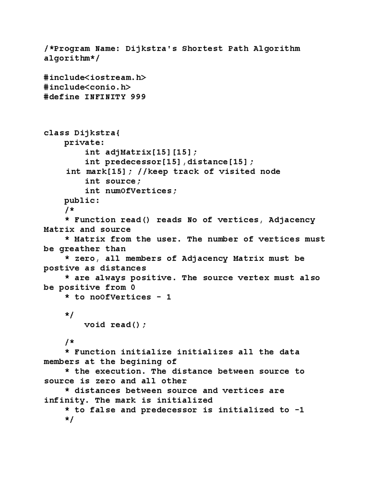 DijkshtraALGORITH - /Program Name: Dijkstra's Shortest Path Algorithm ...