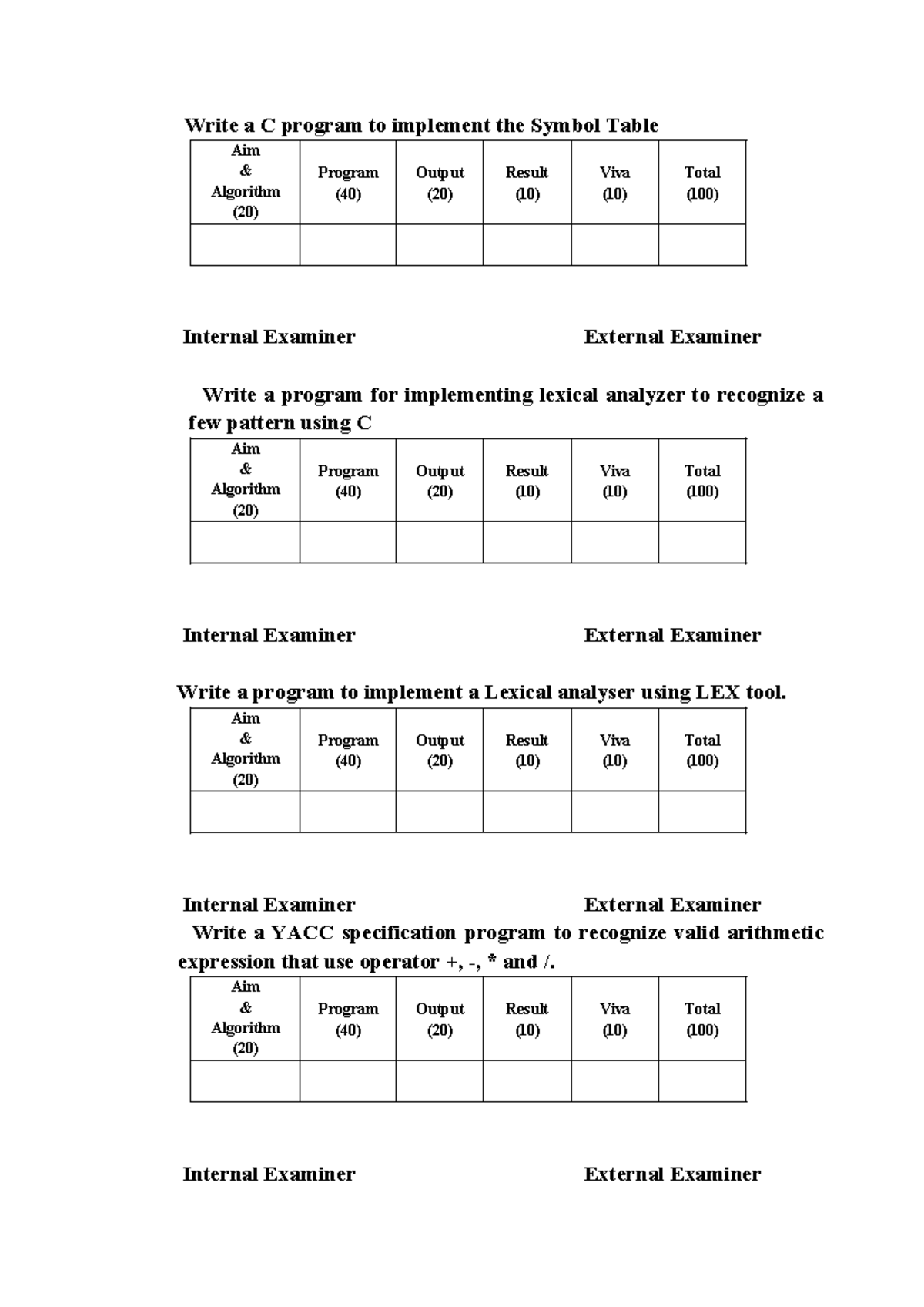 PCD LAB QUE Split - Lab questions - Write a C program to implement the Symbol Table Aim & - Studocu