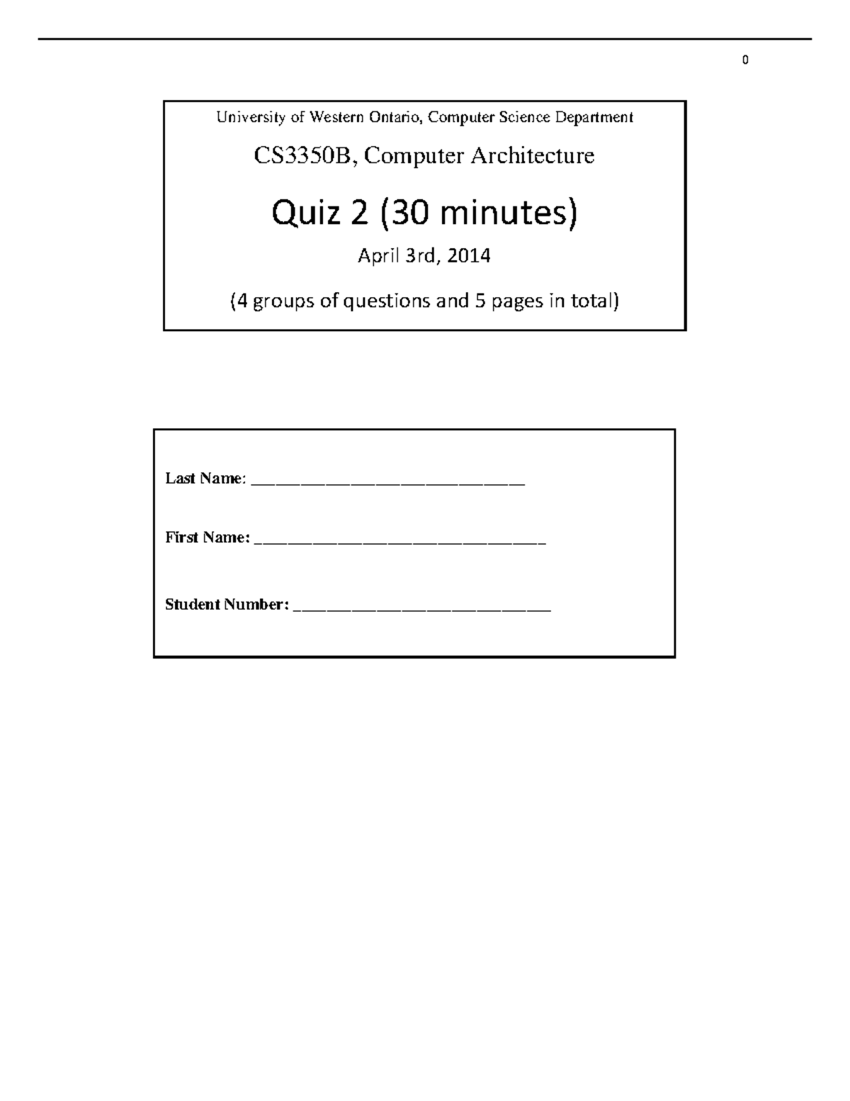 the Quiz 2 cs3350 2014 - CS3350b - UWO - Studocu
