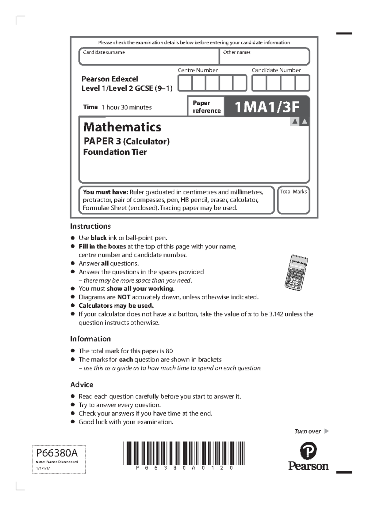 1ma1-3f-que-20220614 - P66380A0120 Turn over Candidate s urname Other ...