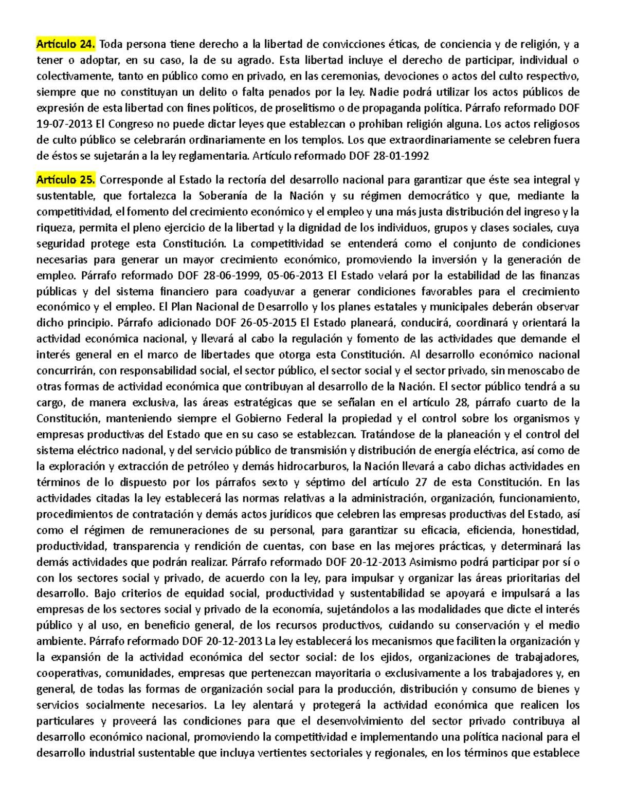Articulos Constitucionales mexicanos - Artículo 24. Toda persona tiene ...
