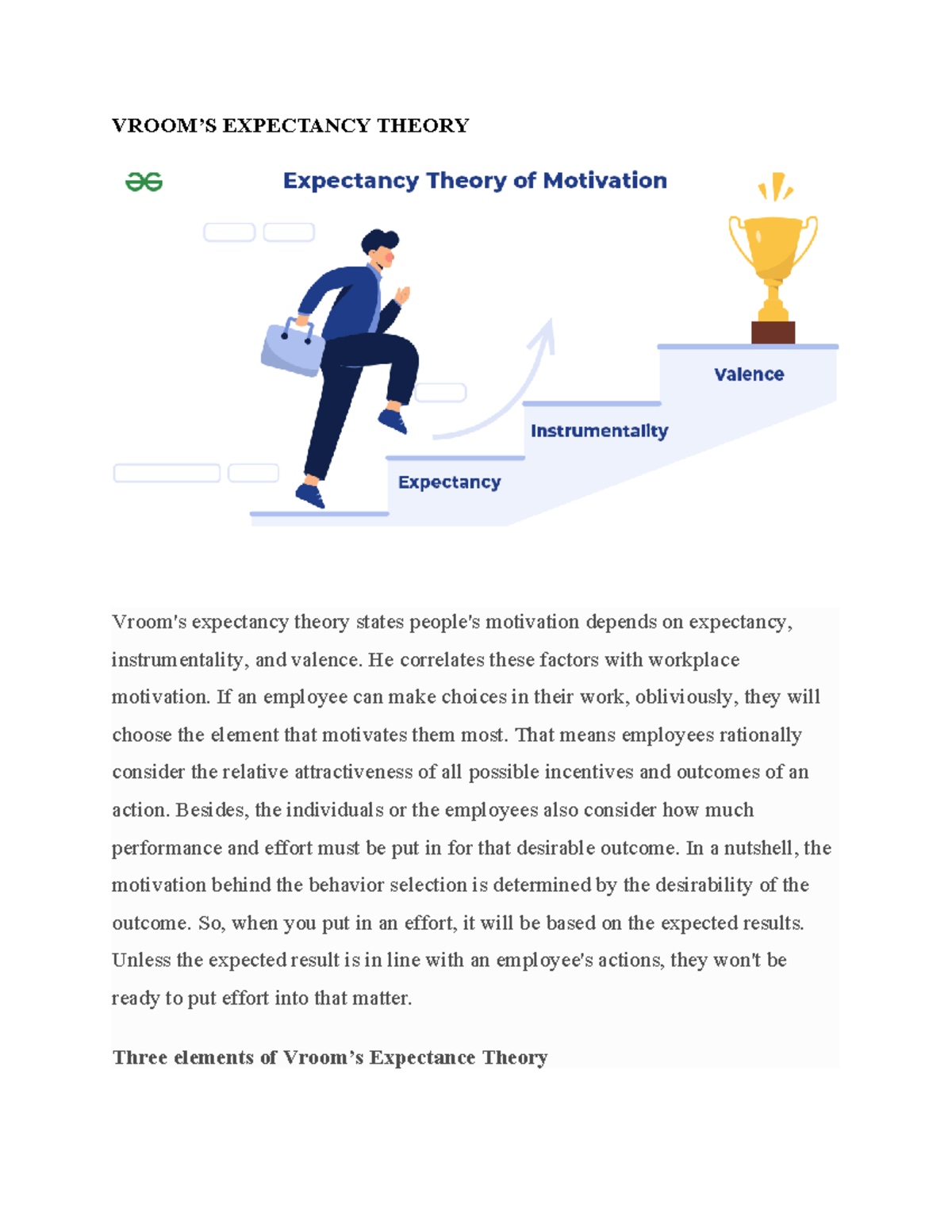 Vroom'S Theory - VROOM’S EXPECTANCY THEORY Vroom's expectancy theory ...