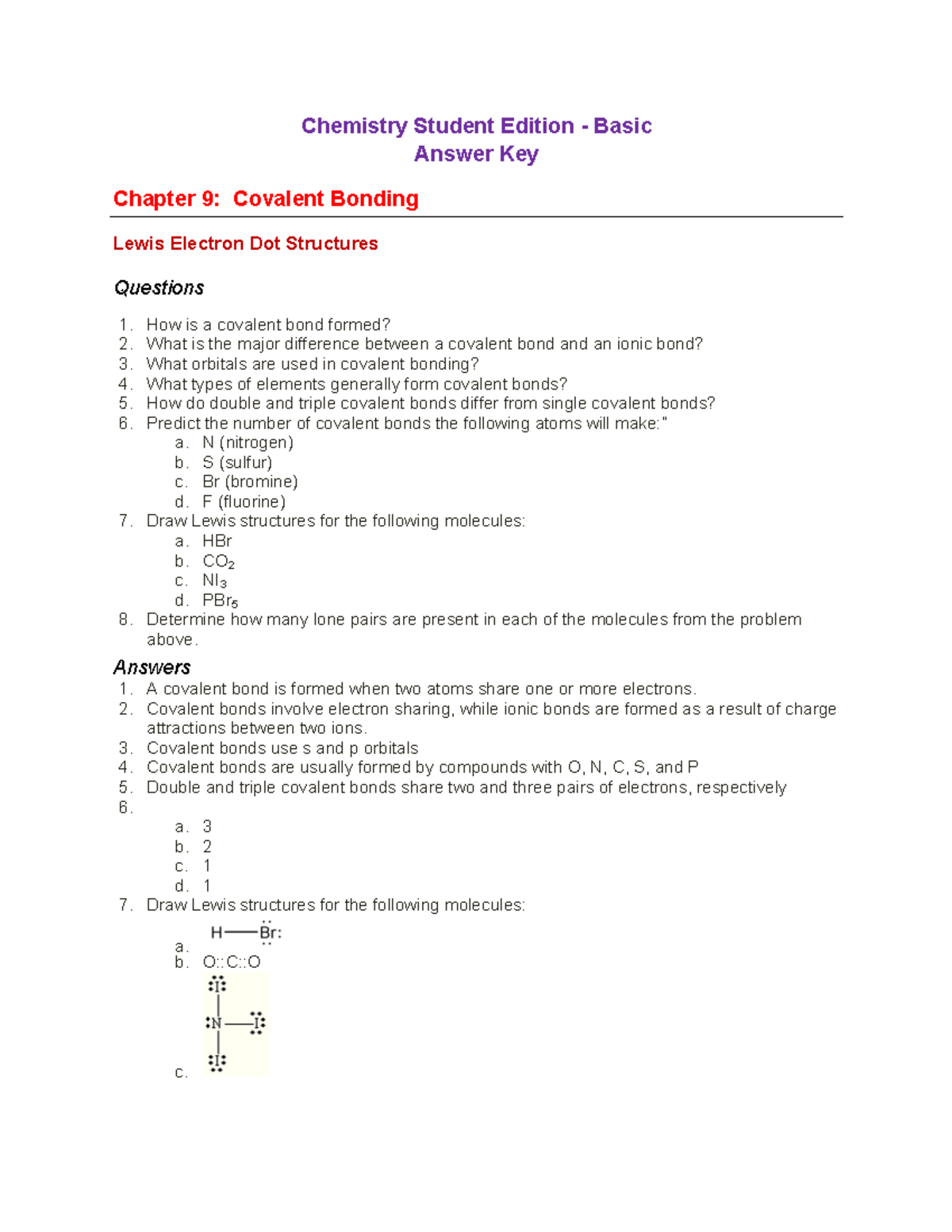 Chem Basic FB Answer Key Ch 09 (06 - Chemistry Student Edition - Basic ...