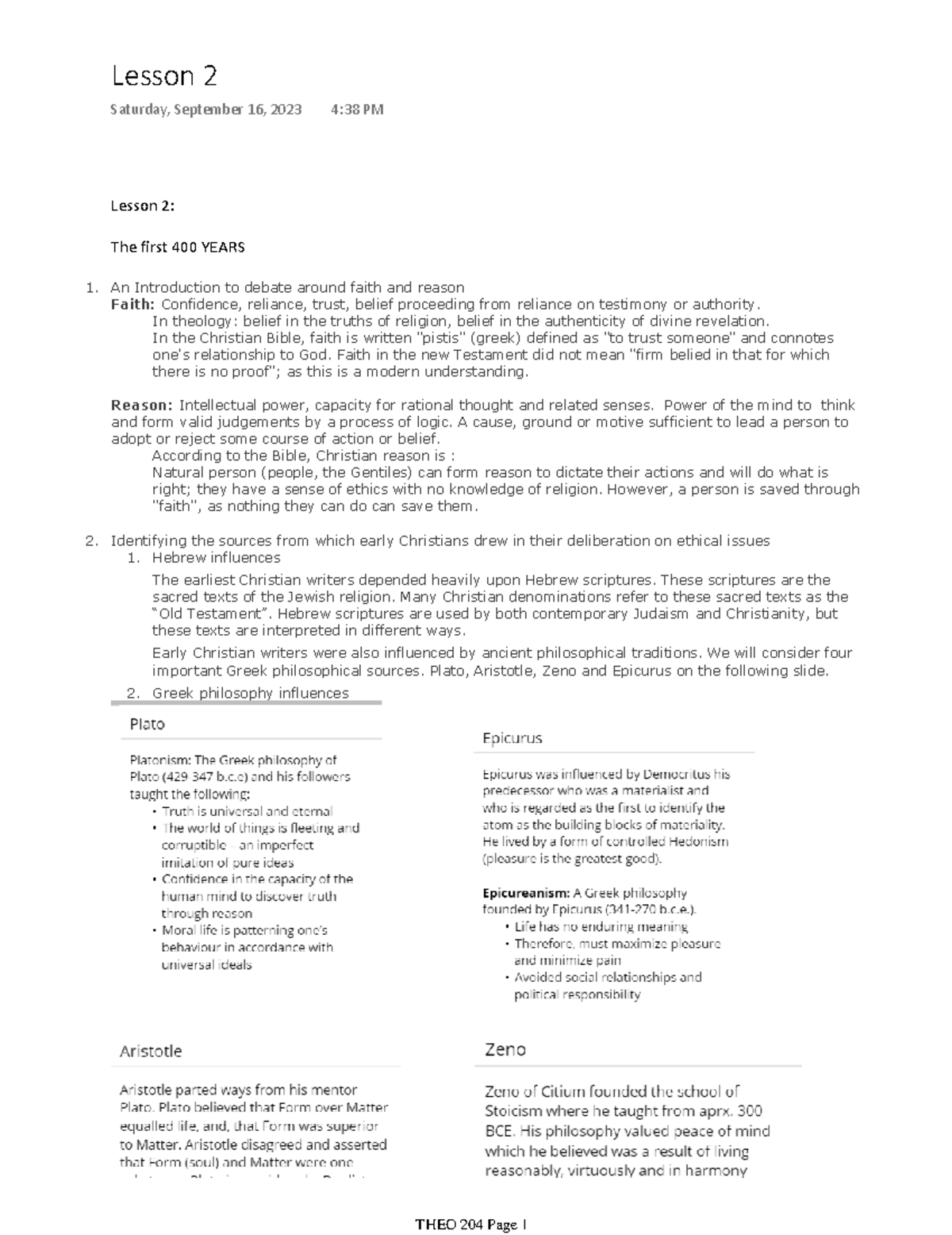 Lesson 2 - Lesson 2: The first 400 YEARS 1. An Introduction to debate ...