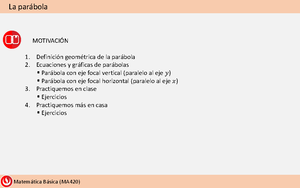 LD3 La parábola - Práctica - La parábola con eje focal paralelo al eje ...