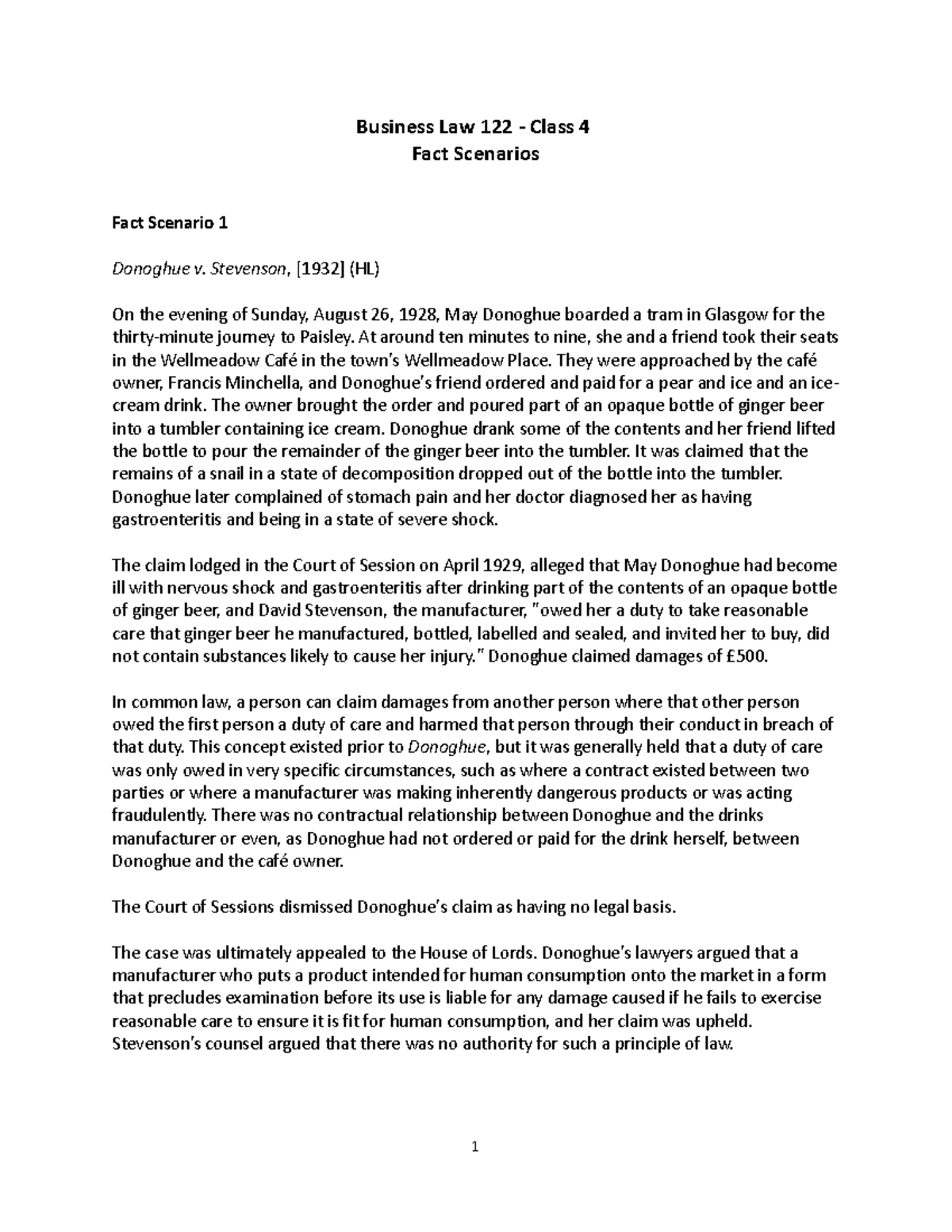 Business law 122 fact scenarios (class 4)6FS - Business Law 122 - Class ...