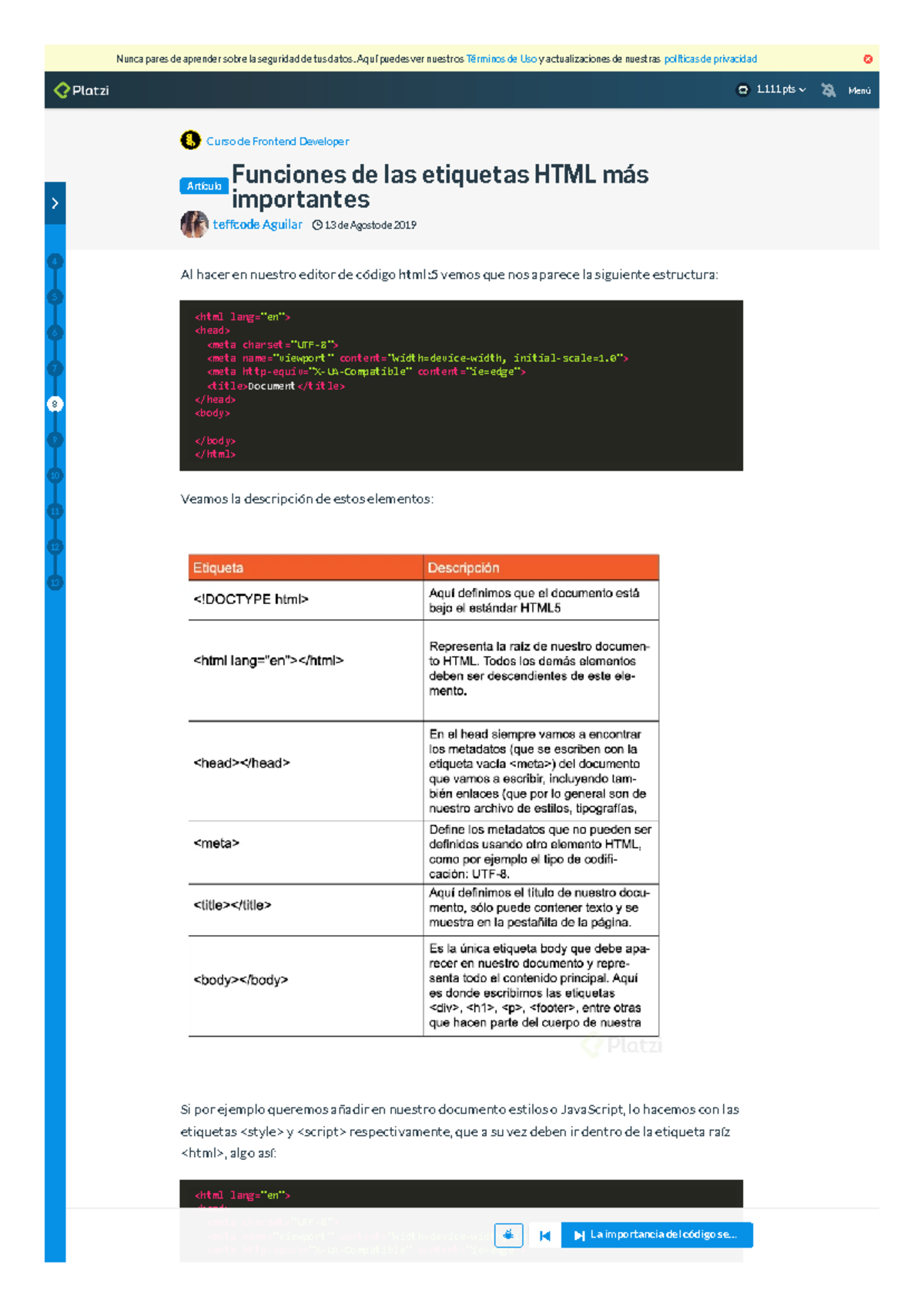 Funciones de las etiquetas HTML más importantes en Curso de Frontend ...