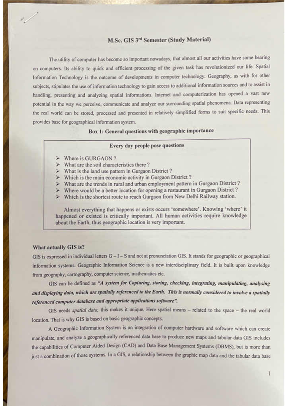 GIS - This is notes on GIS. - Indian Geography - Studocu