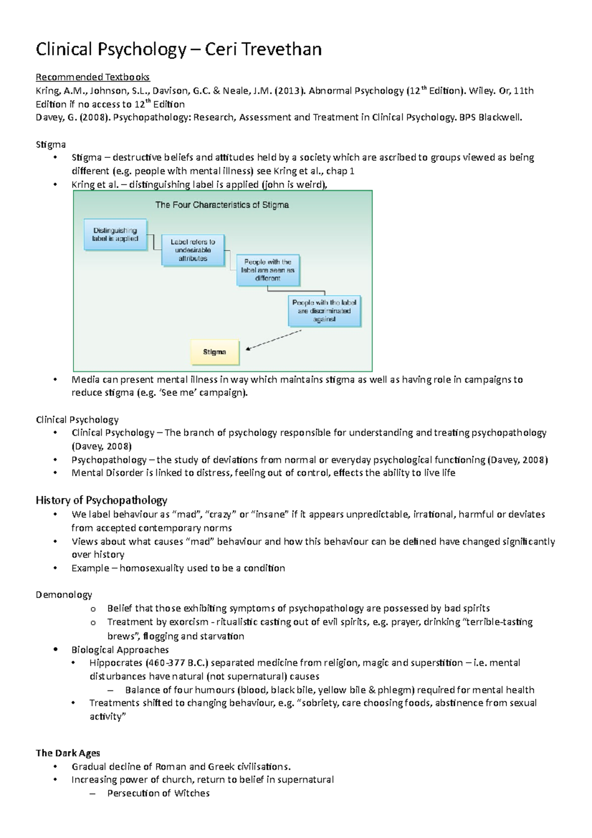Clinical Psychology - Lecture notes 1-6 - Clinical Psychology – Ceri ...