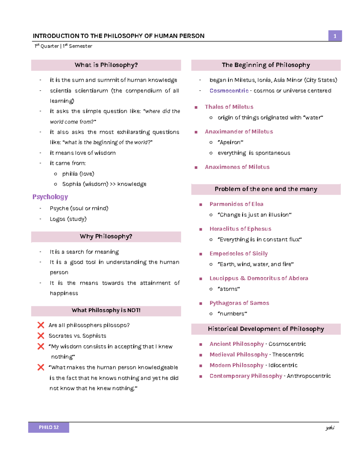 Philosophy Lecture - For grade 12 Stem !st semester - 1 st Quarter ...