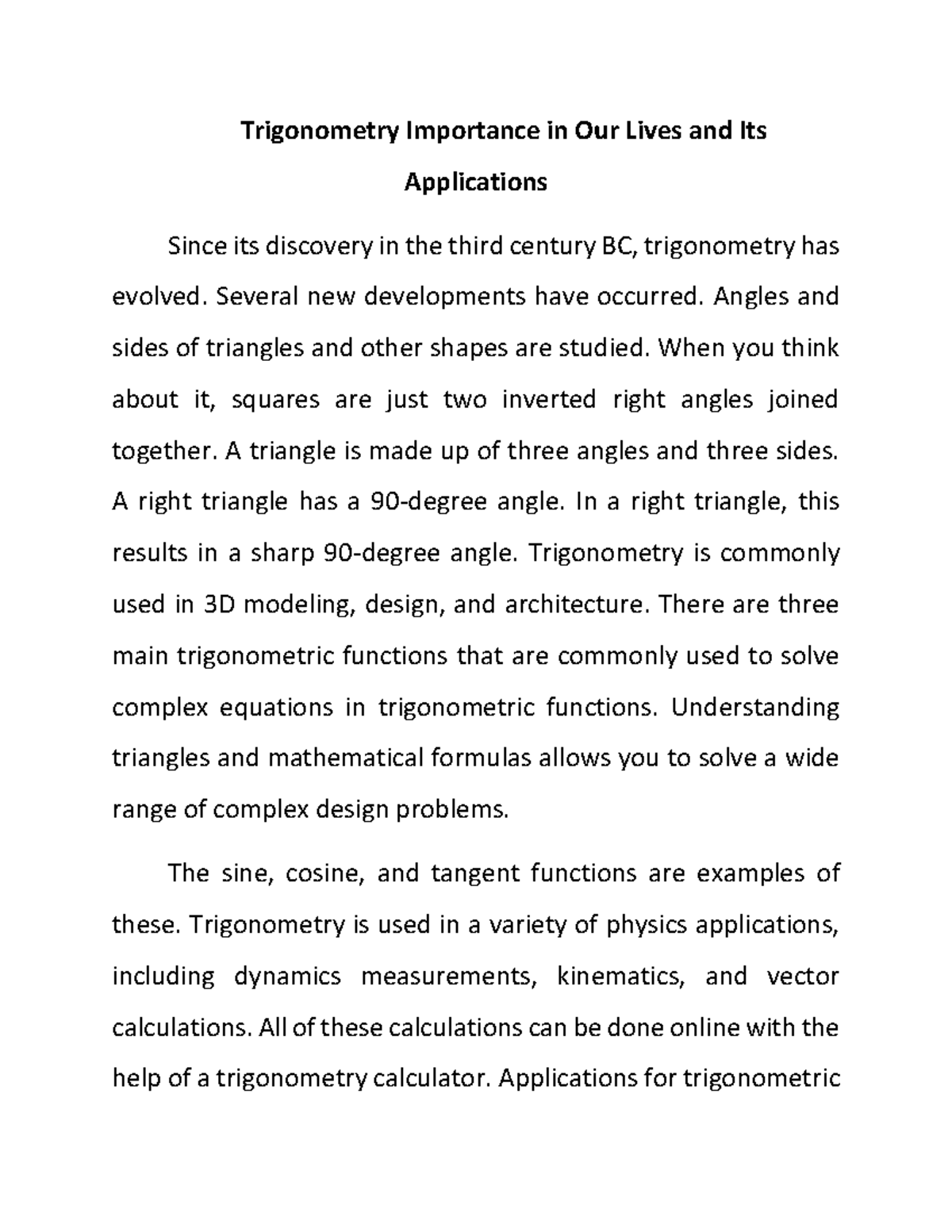 Trigonometry Importance in Our Lives and Its Applications - Several new ...