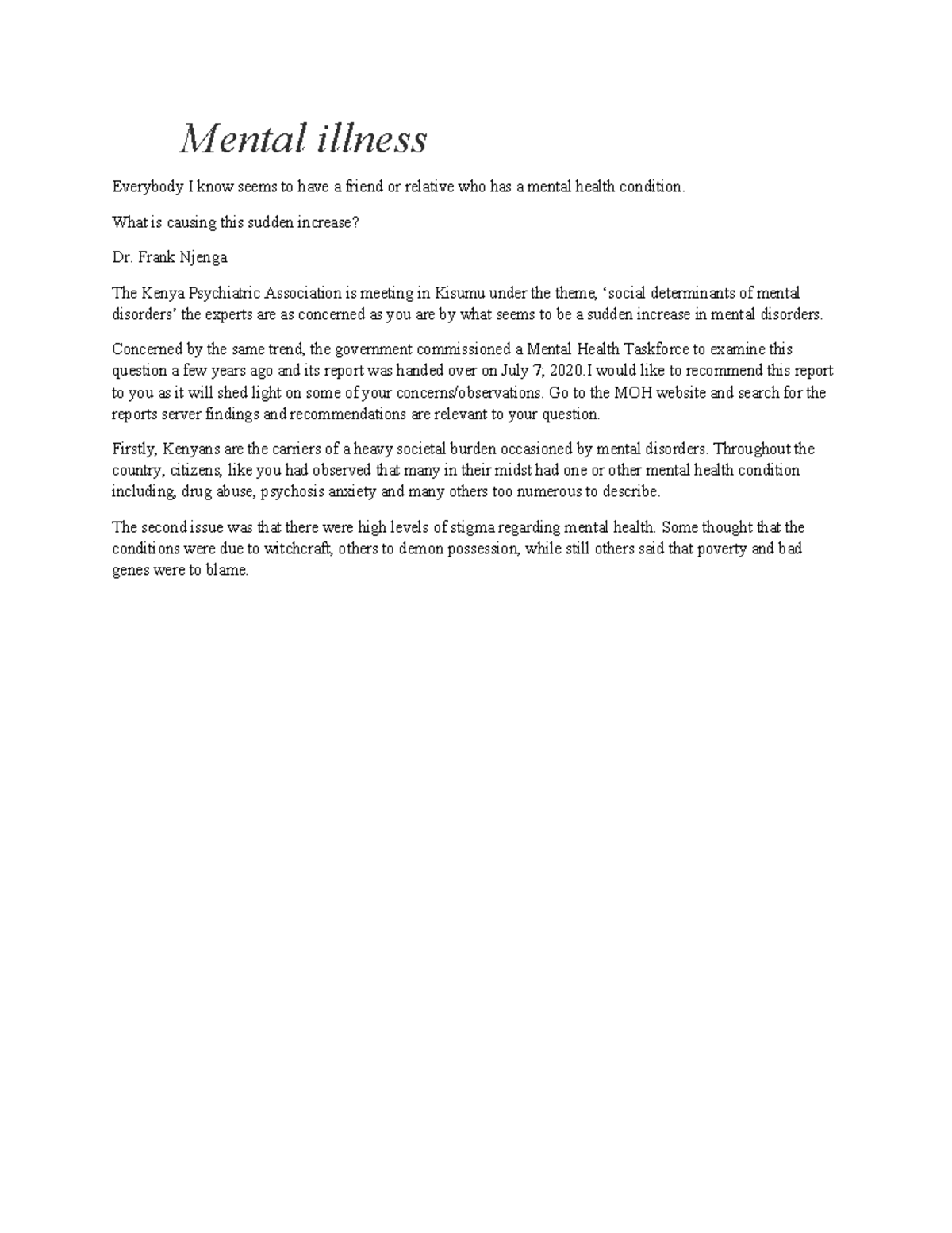 Mental illness - for educational purpose and references - Mental ...