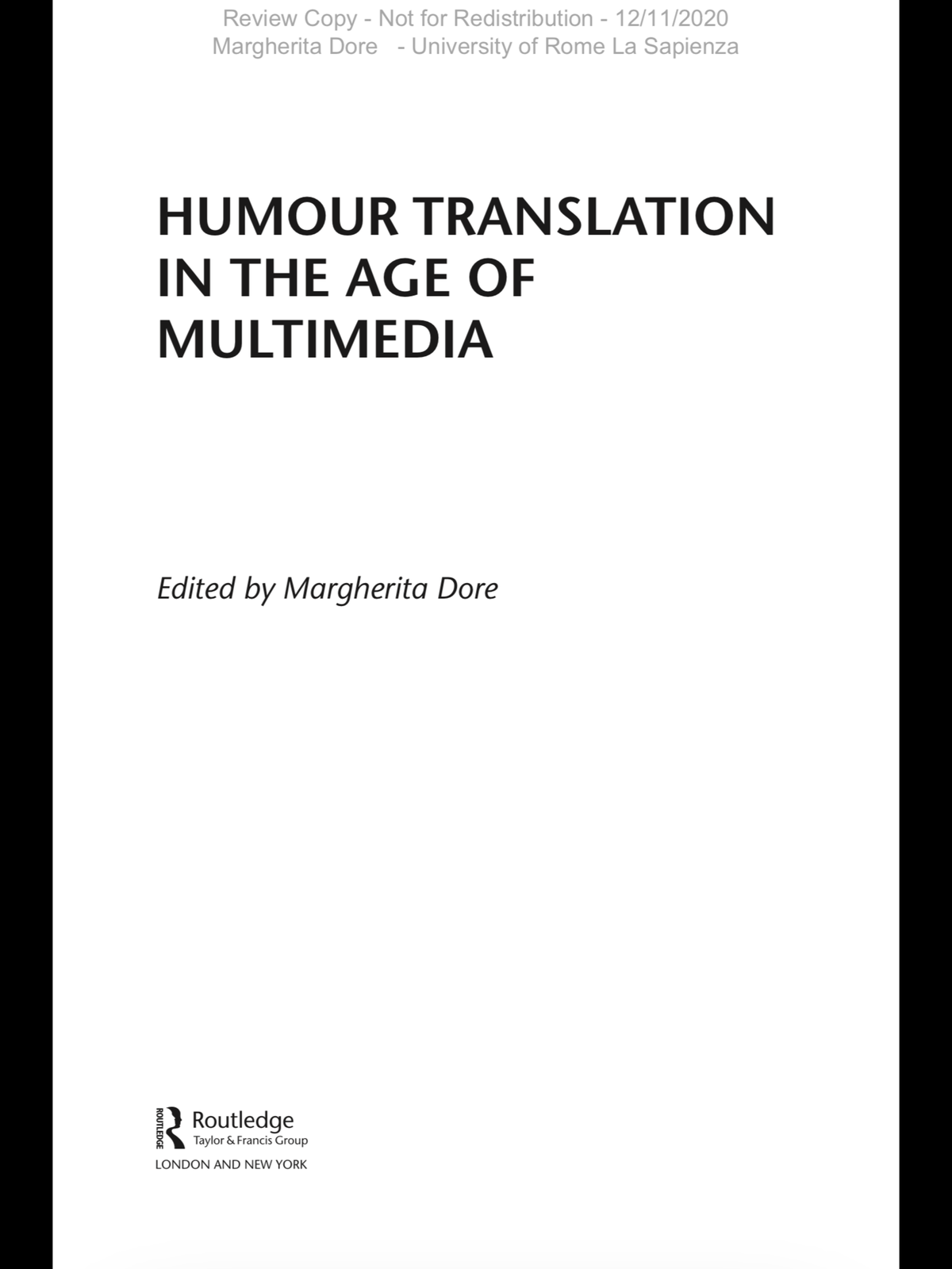 Delia Chiaro (2020) - Humour translation in the digital age - Lingua ...