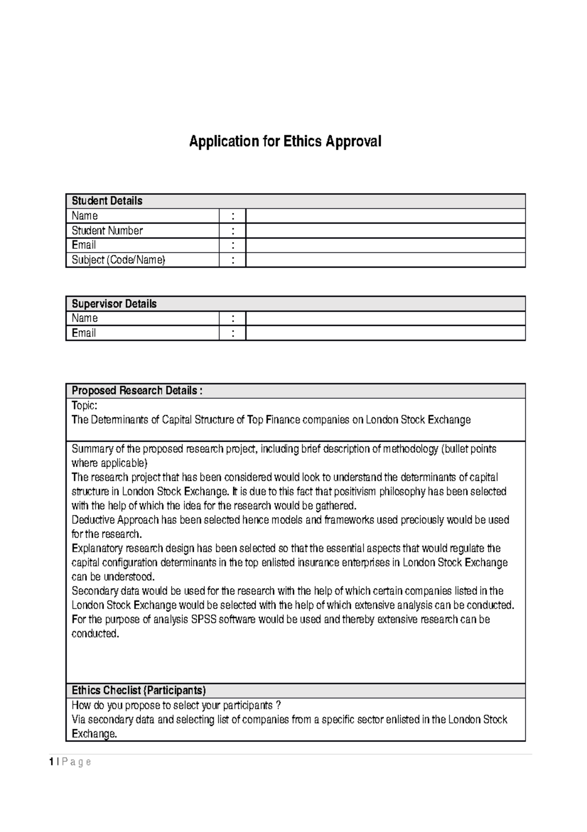E217471 V1 Ethics Approval Form - Application for Ethics Approval ...